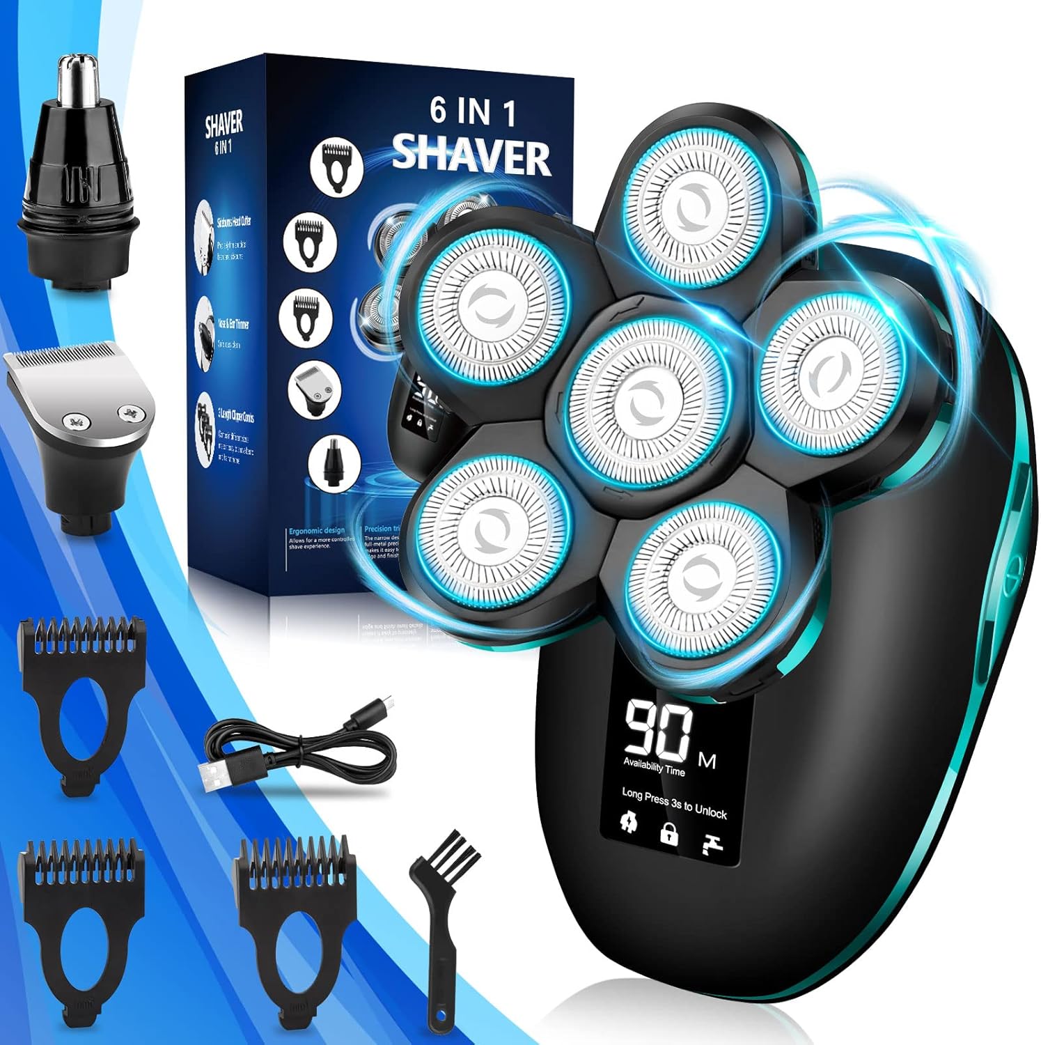 Amazon.com: Upgrade 6-in-1 Head Shaver for Men, Mens Electric Shaver ...