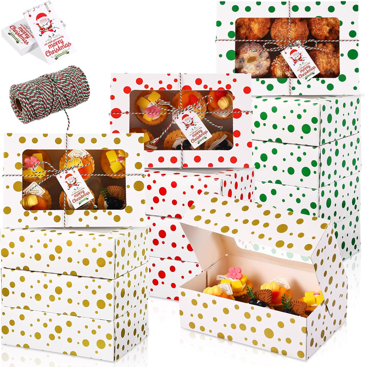 Amazon.com: 36 Pcs Christmas Cookie Boxes with Window Xmas Bakery Boxes ...