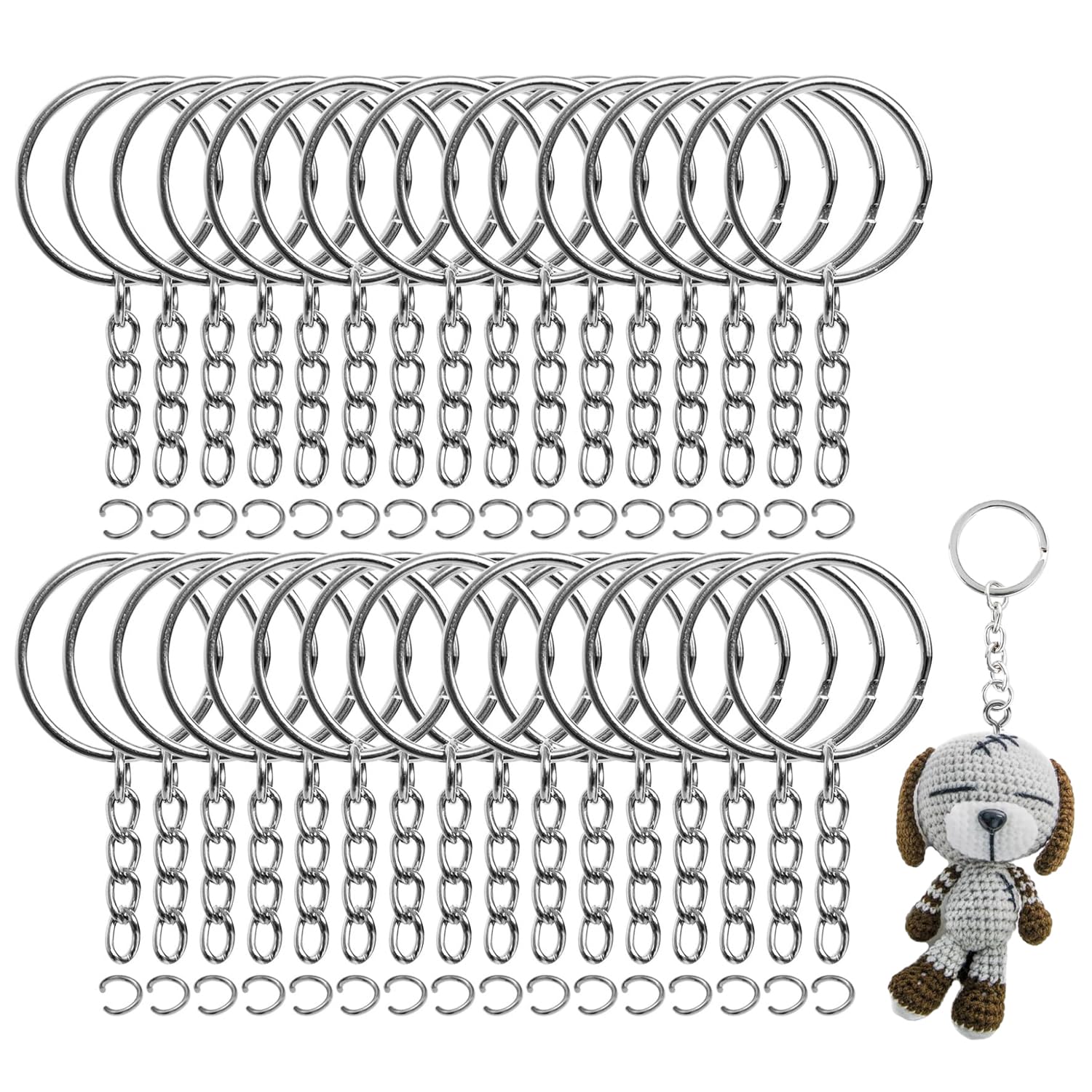 Keychain Ring, 32PCS Key Chain Rings with Chain Open Jump Rings Metal ...