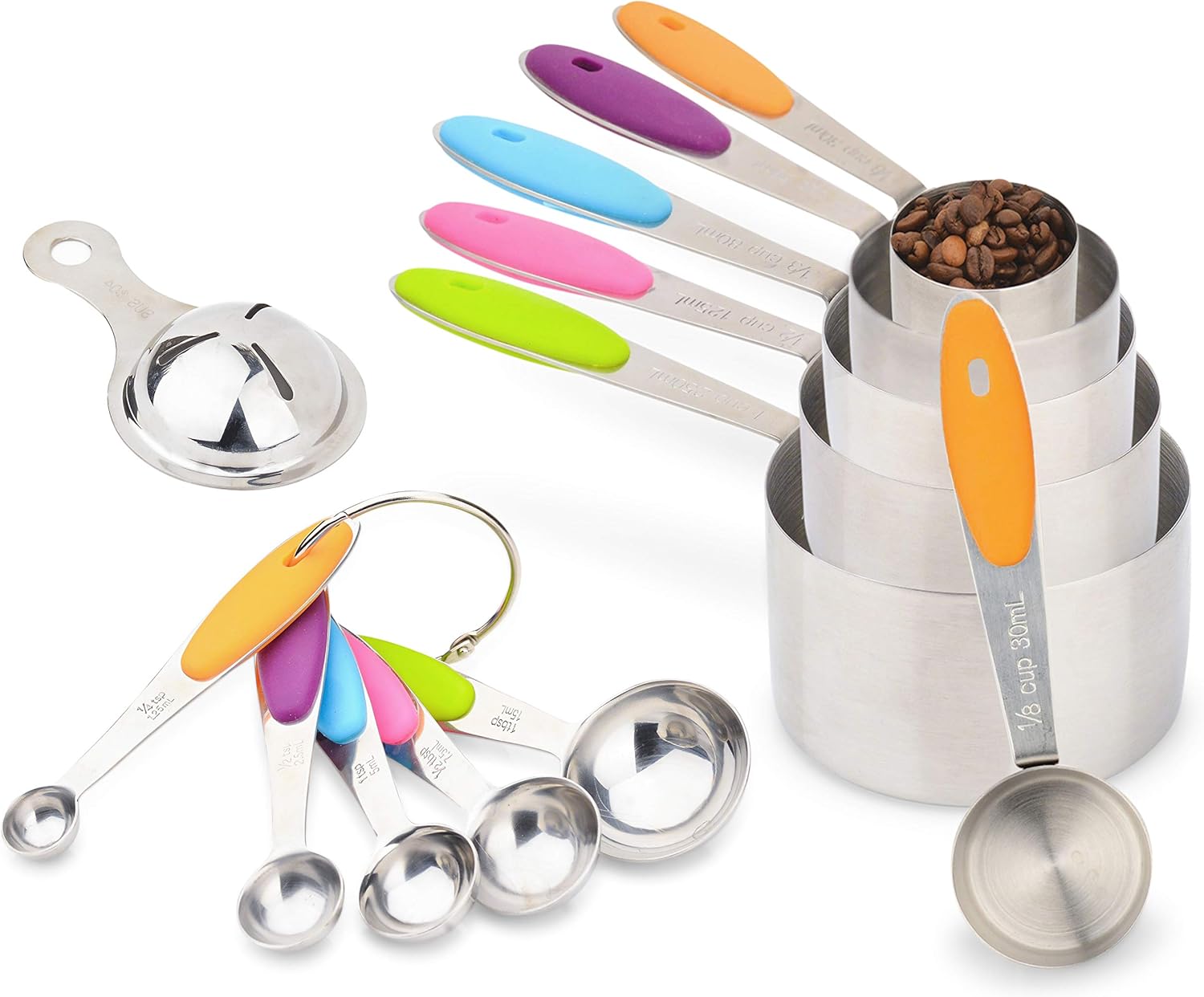 Amazon.com: Maez Kitchen Measuring Cups and Spoons Set Stainless Steel ...