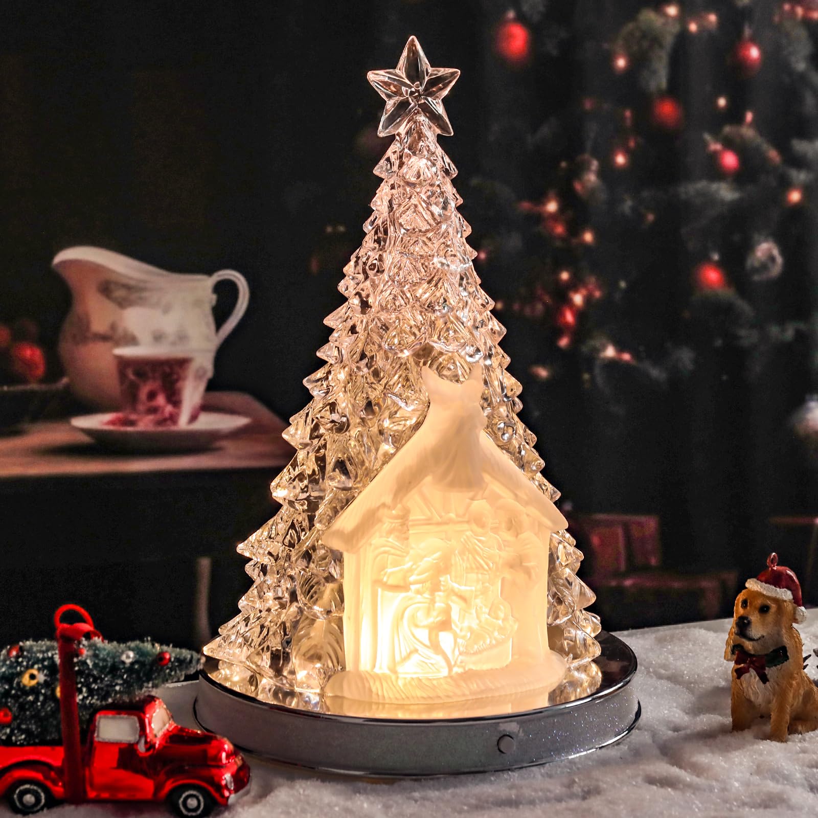 Snapklik.com : Small Christmas Nativity Tree White Acrylic Tree 12.6 ...