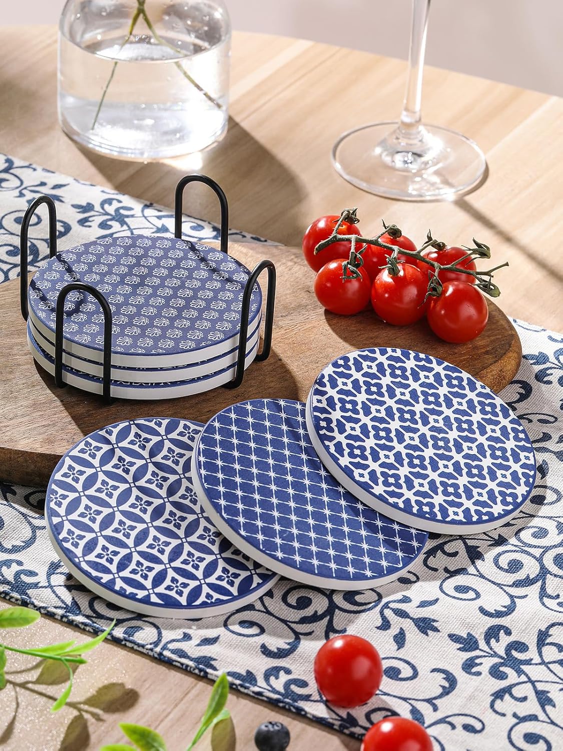 Amazon.com: DOWAN Drinks Coasters Set of 6 Absorbent Ceramic Coasters ...