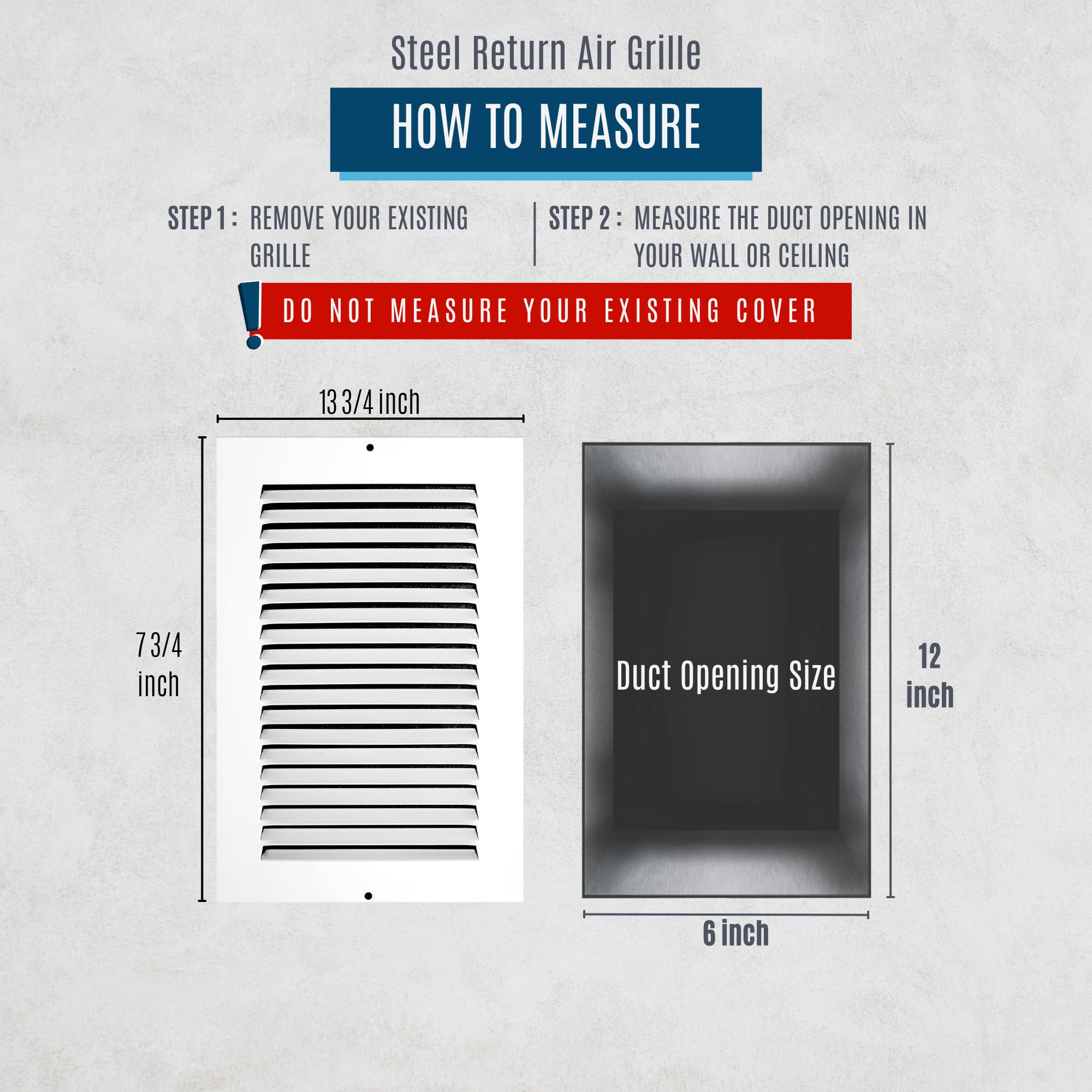 Snapklik.com : Fits 6x12 Duct Opening Steel Return Air Grille By Vent ...