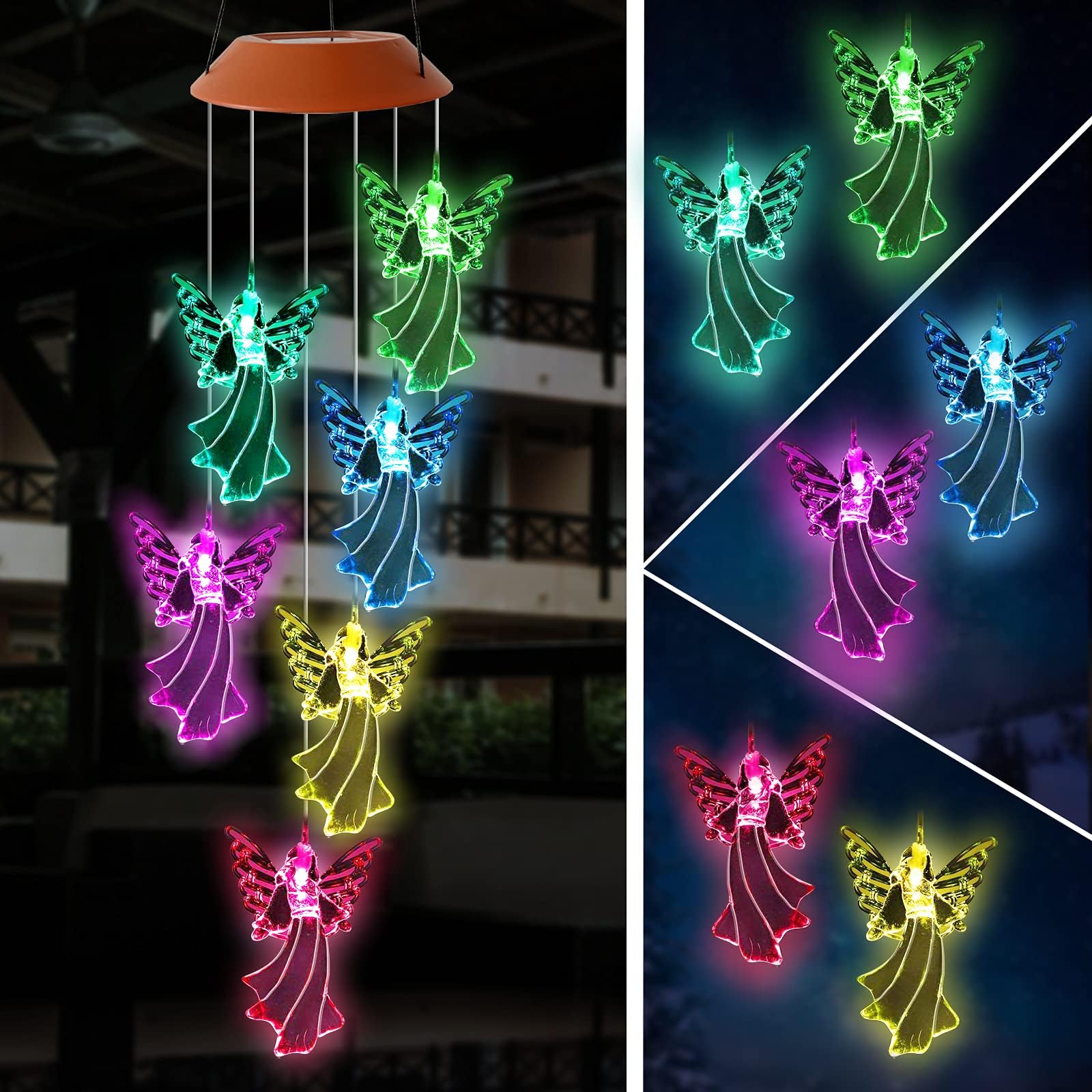 Amazon.com : WENANA Solar Angel Wind Chimes Color Changing Lights, Best ...