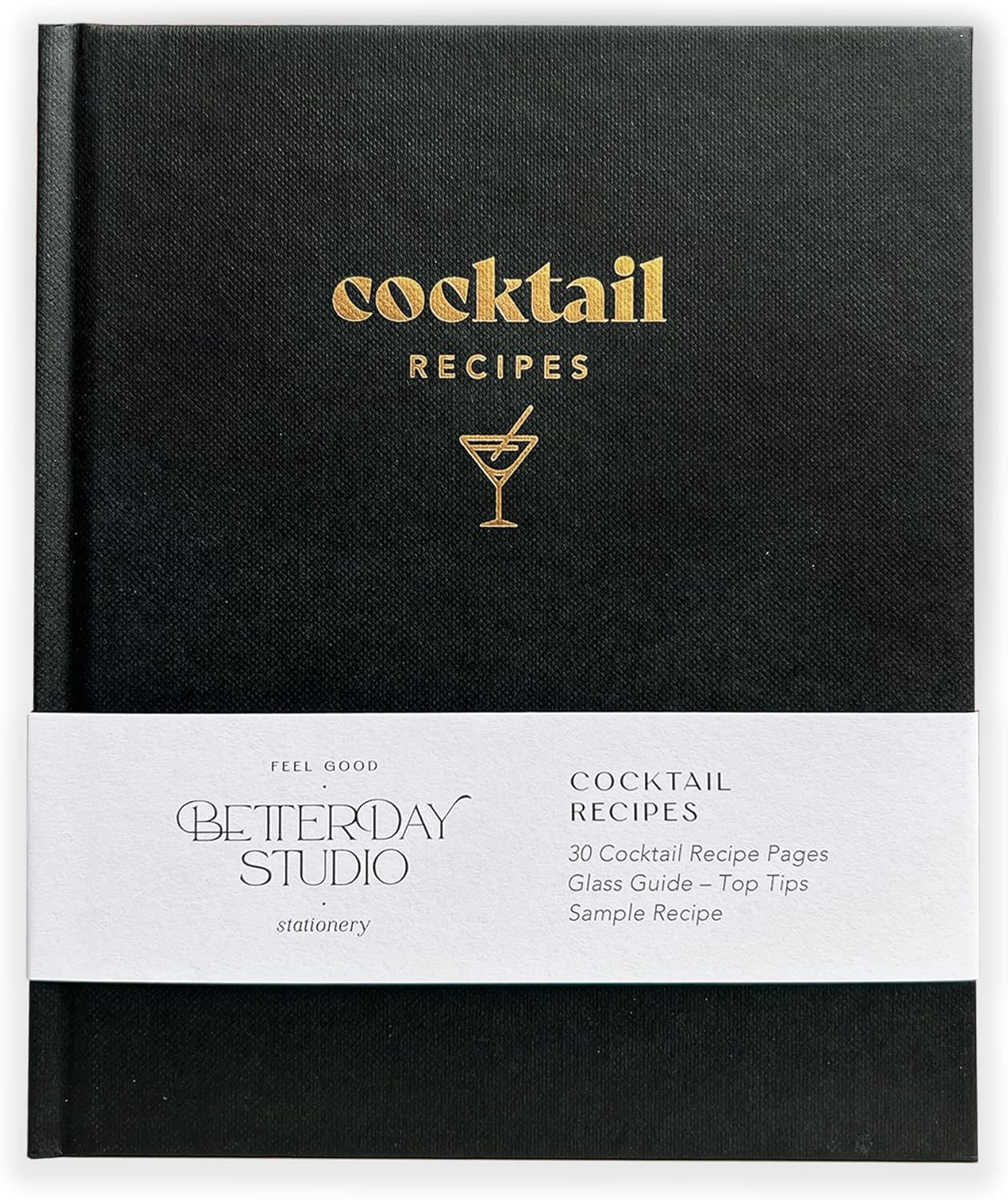Amazon.com: Betterday Studio Cocktail Recipe Book, 30 Recipes, Write ...
