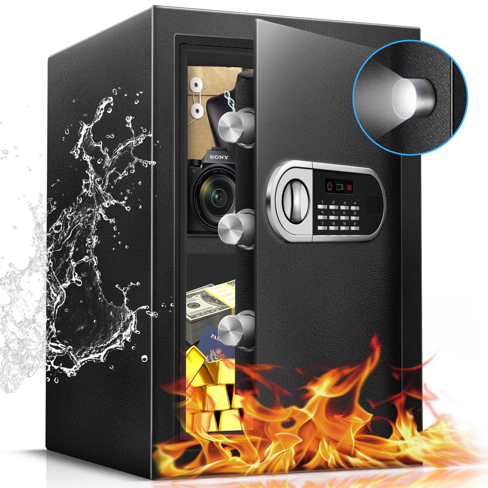 RETLLAS 2.5 Cu Ft Safe Box for Home Steel Electronic Digital Safety Box ...