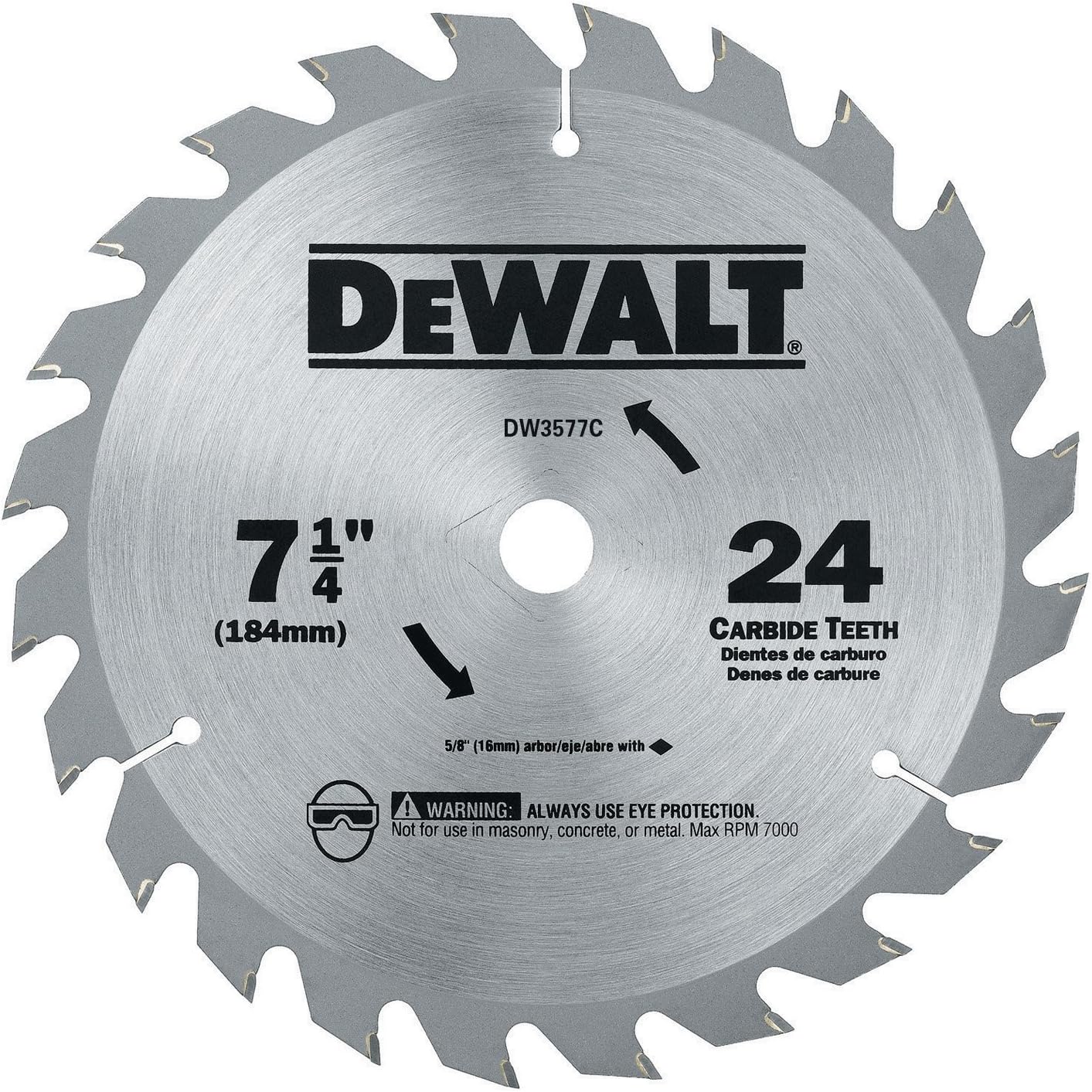 DEWALT Circular Saw Blade 7-1/4-Inch, Carbide 24 Tooth (DW3577C ...