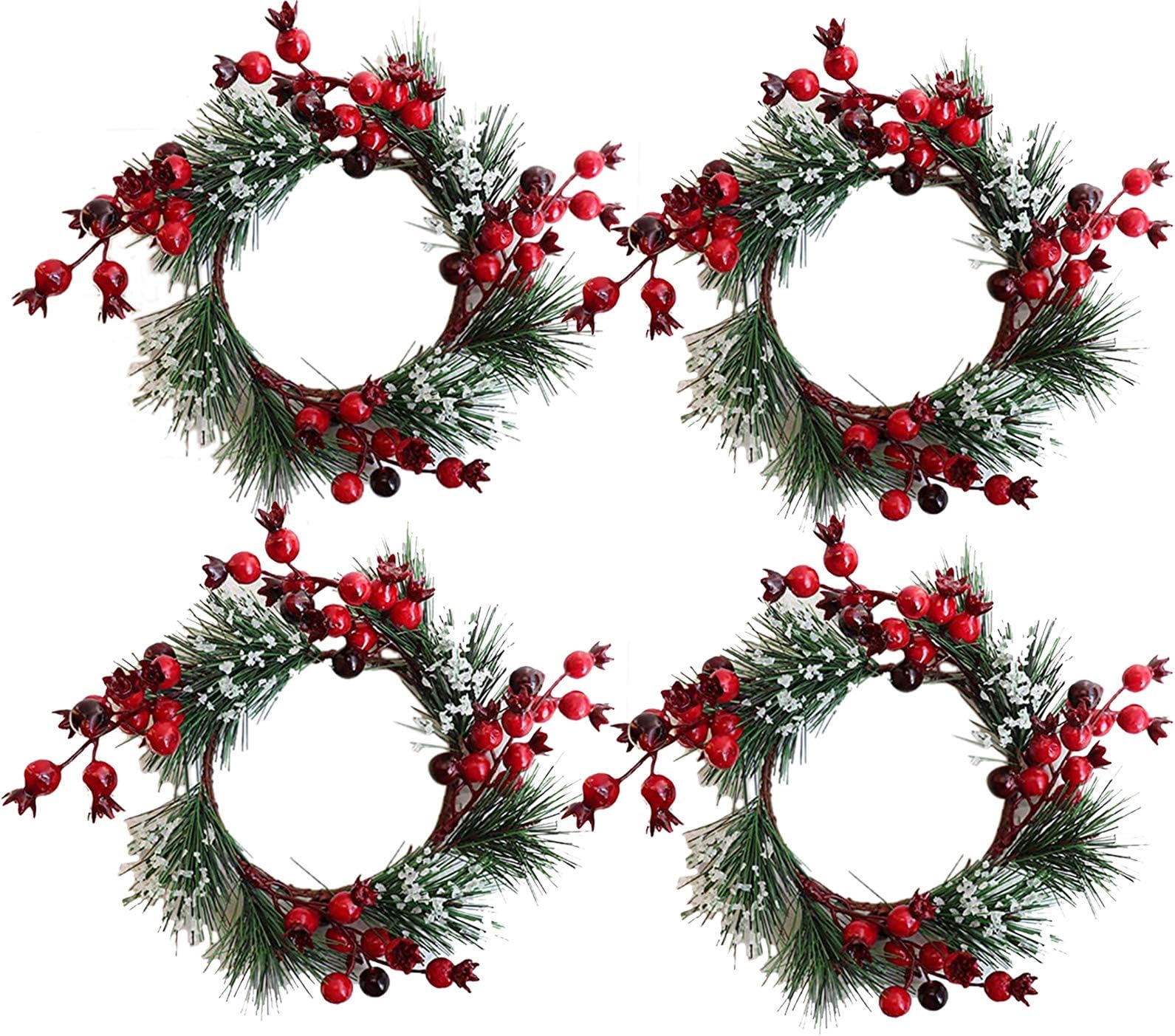 Amazon.com: Giegxin Christmas Pillar Candle Rings 3.6 inch Mini ...