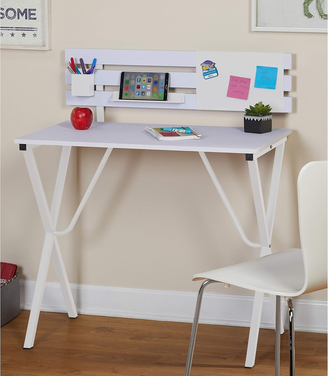 Amazon.com: Modern Desk, Includes Movable Backboard for Notes or ...