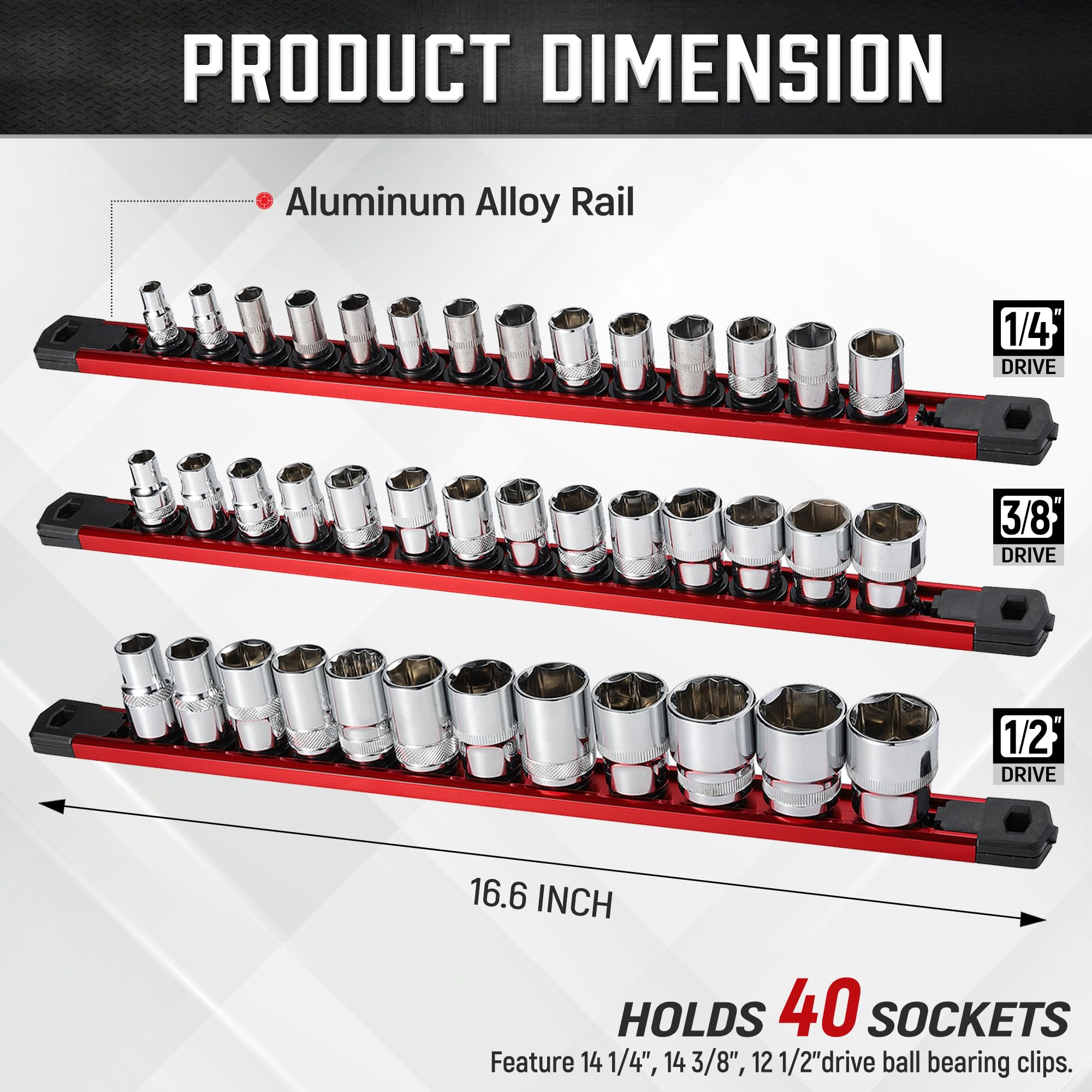 Snapklik.com : Aloanes 3-Piece Drive Aluminum Socket Organizer, Heavy ...