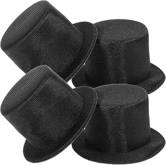 Amazon.com: Abaodam 4Pcs Mini Black Top Hats Miniature Doll Hats ...