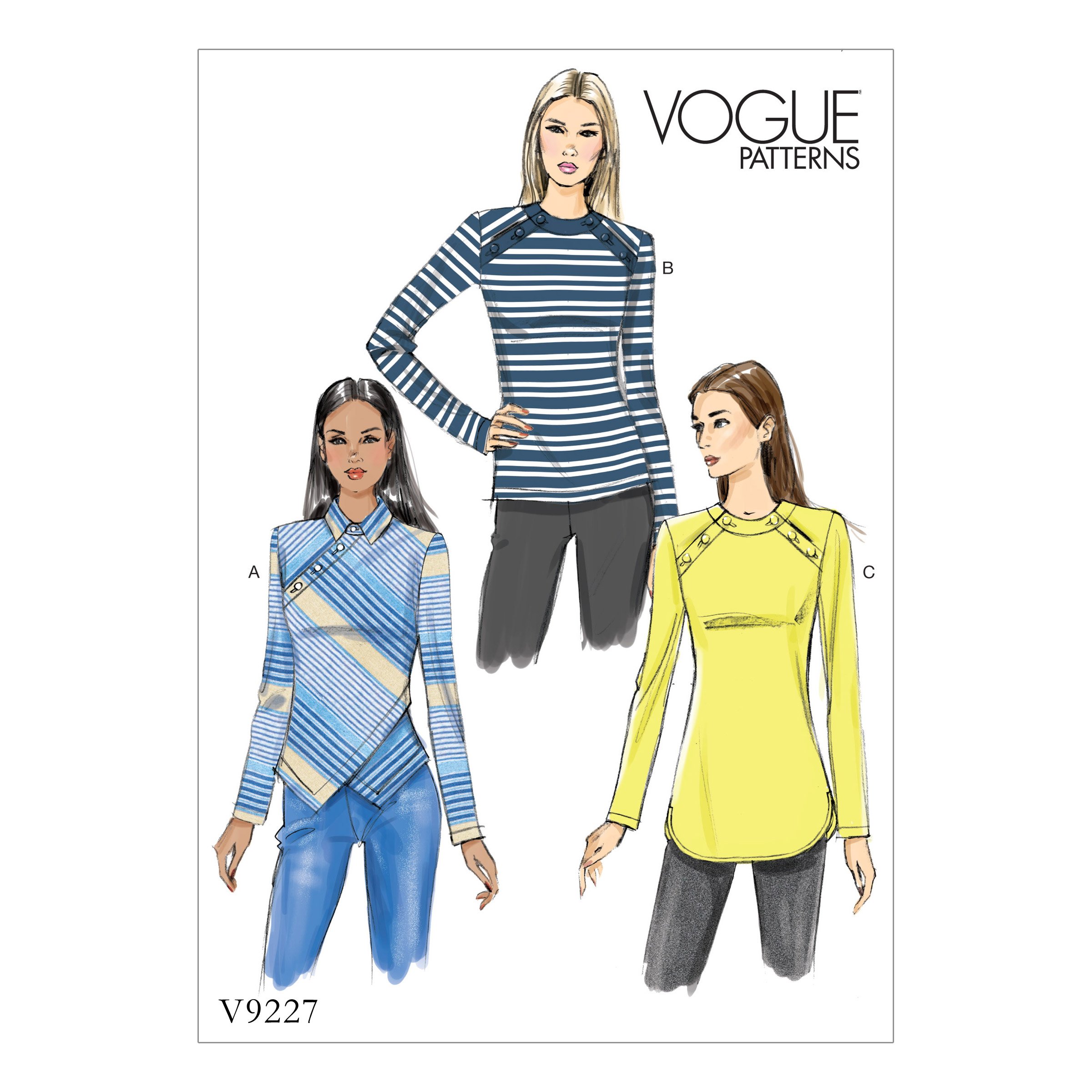Amazon.com: Vogue Patterns V9227 Misses' Button-Detail Tops Sewing ...
