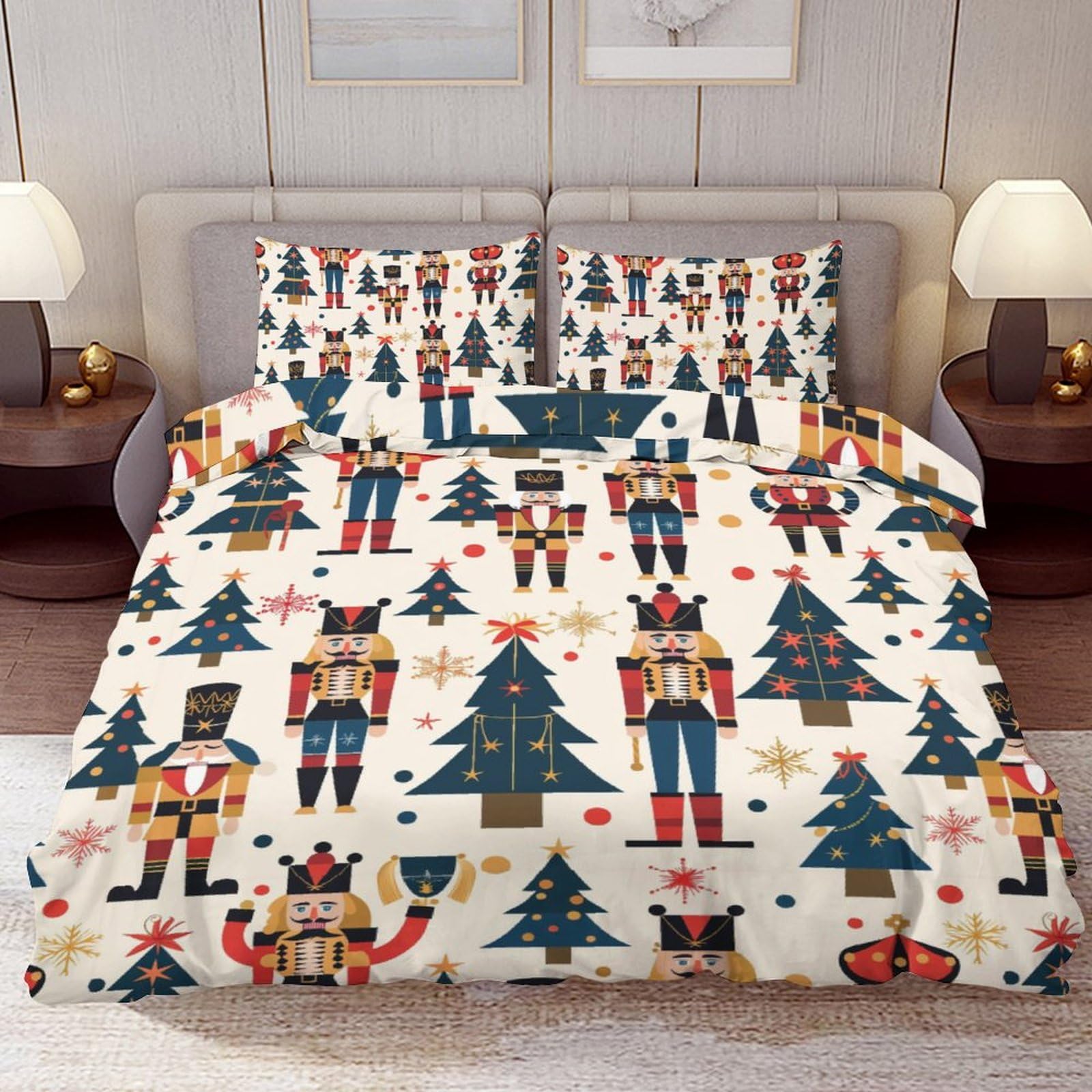 Amazon.com: Delerain Comforter Set King Size, Nutcracker Christmas Tree ...