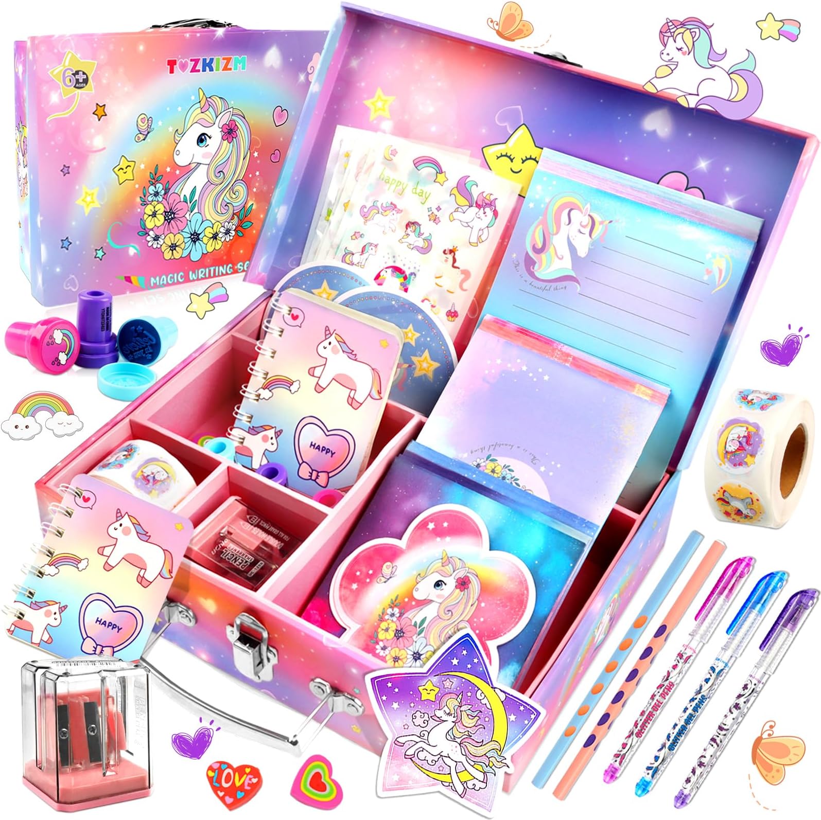 Amazon.com : Unicorn Kids Stationary Set for Girls: Pink-Purple Unicorn ...