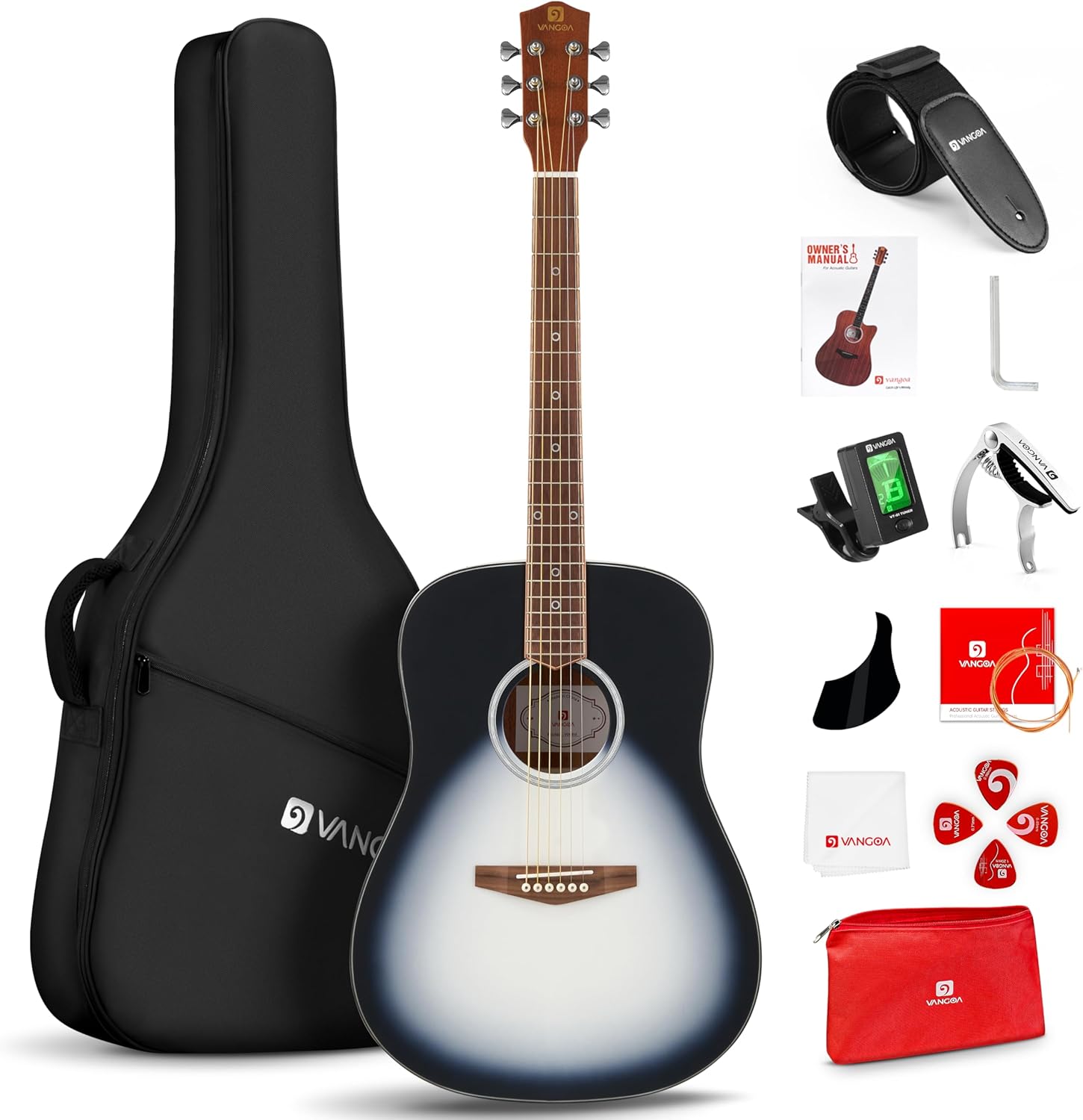 Amazon.com: Vangoa Dreadnought Acoustic Guitar 41 inch Set, Full Size ...