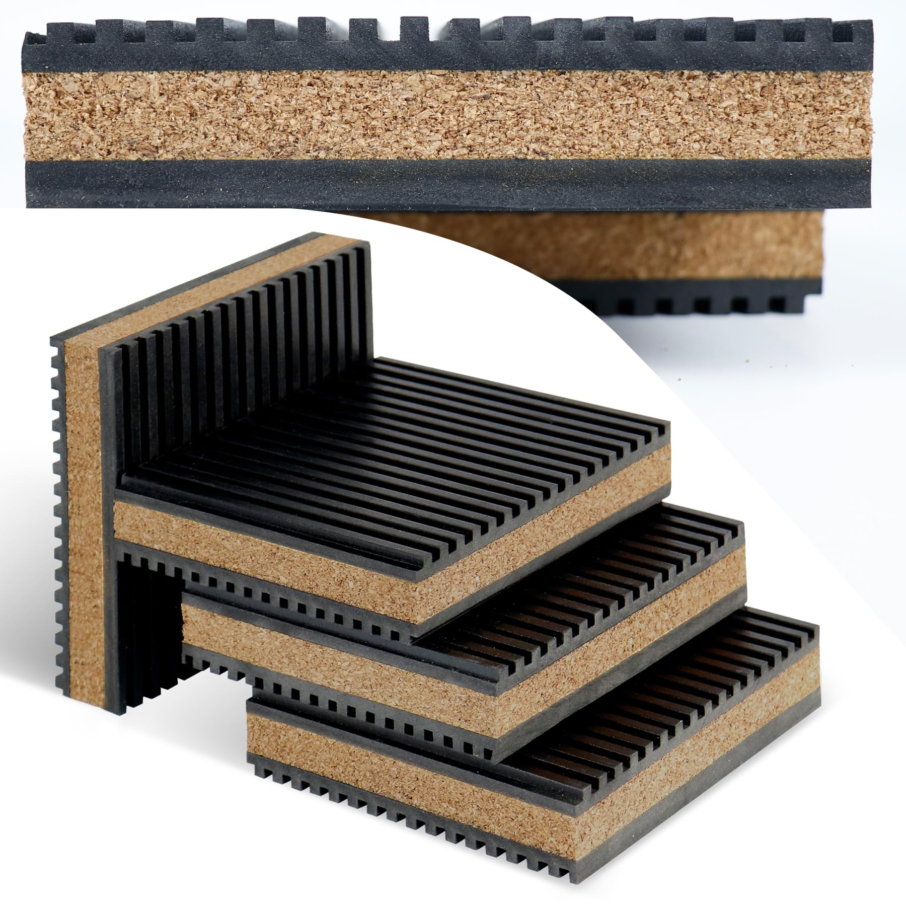 Daisypower Anti Vibration Isolation Pads,4 Pack 6" x 6" x 7/8" Cork ...