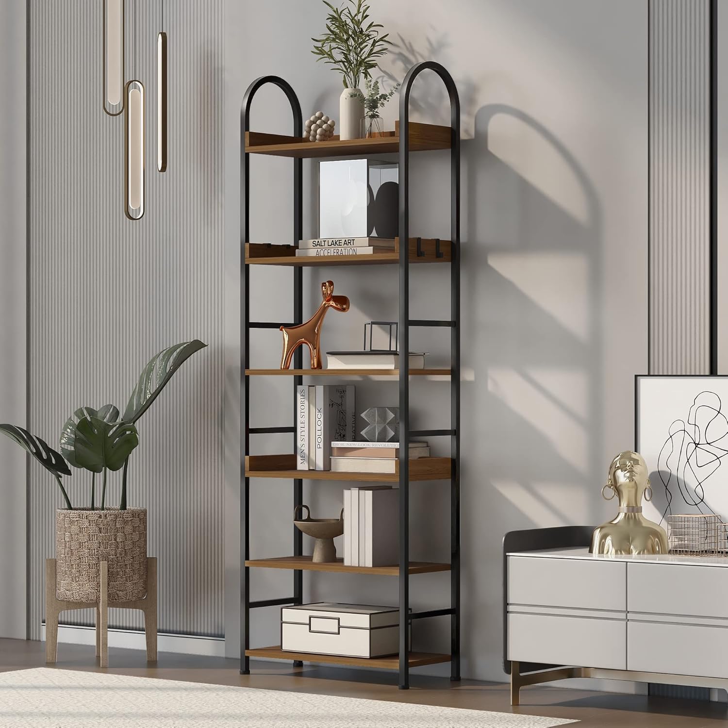 Amazon.com: Bellemave 6-Tier Bookcase Freestanding Bookshelf with MDF ...
