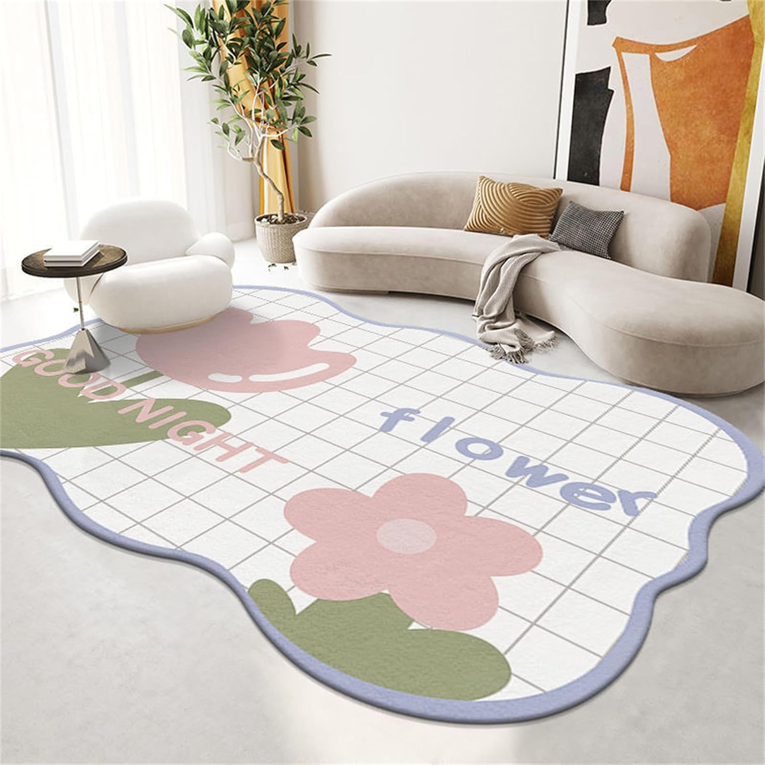 Amazon.com: Houient Pink Flower Area Rug, 4x5ft, Rustic Tulip Lily ...