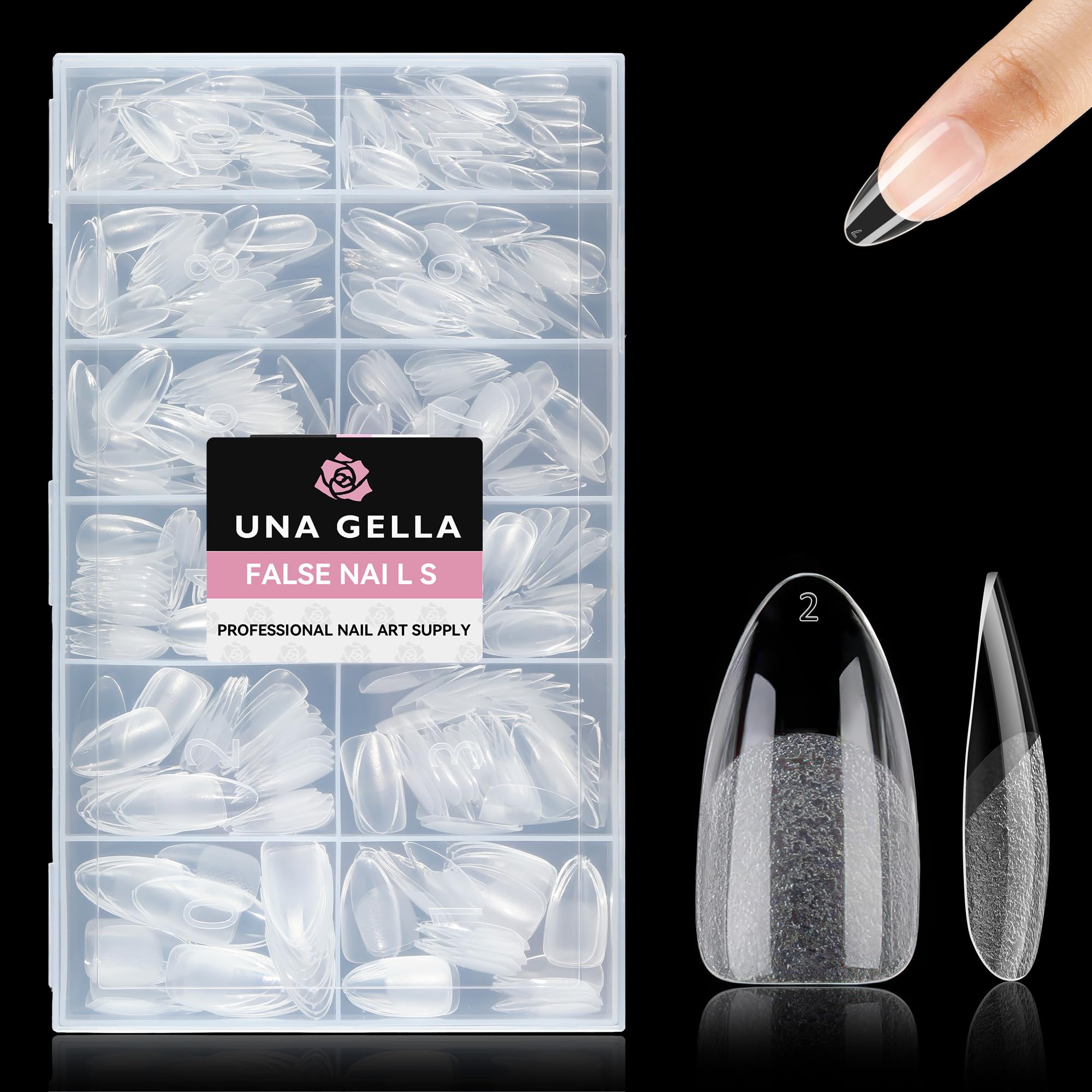 Amazon.com: UNA GELLA 504Pcs Pointed Almond Nail Tips, Pre-shape Medium ...