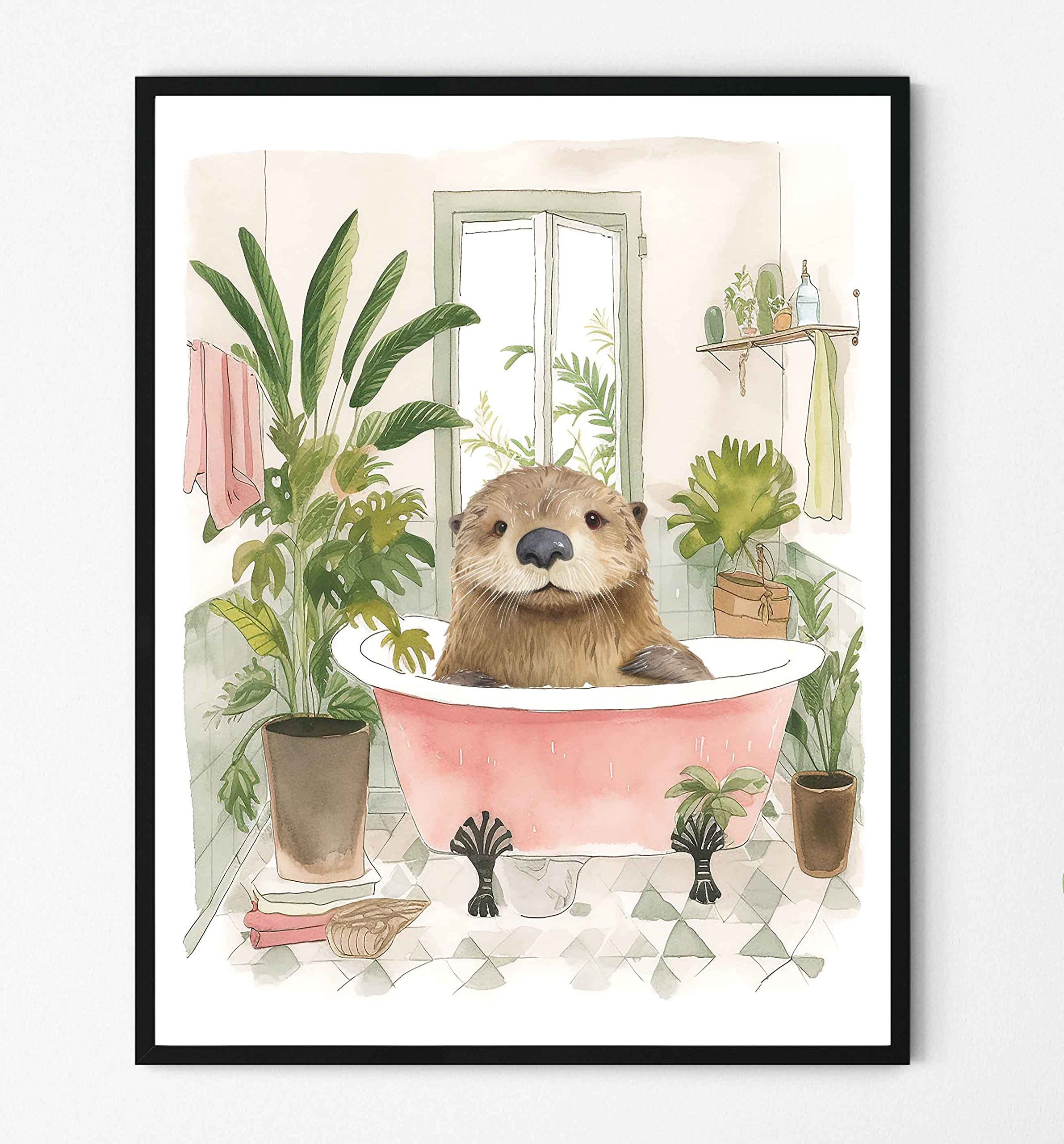 Amazon.com: Sea Otter Wall Art in Bathtub, Sea Otter In Bathroom ...