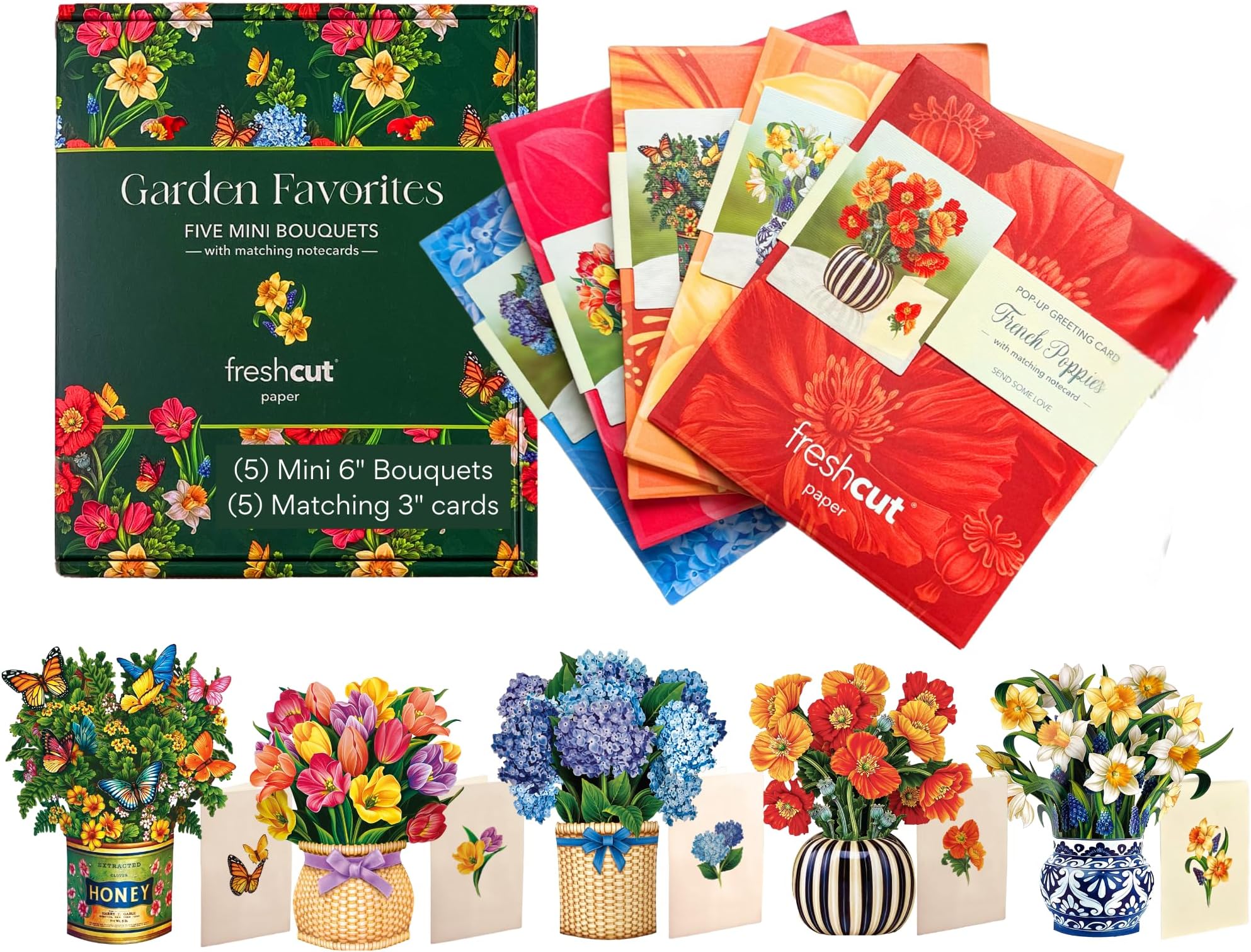 Freshcut Paper Pop Up Cards, Garden Favorites, 6 inch Mini Sized Paper ...