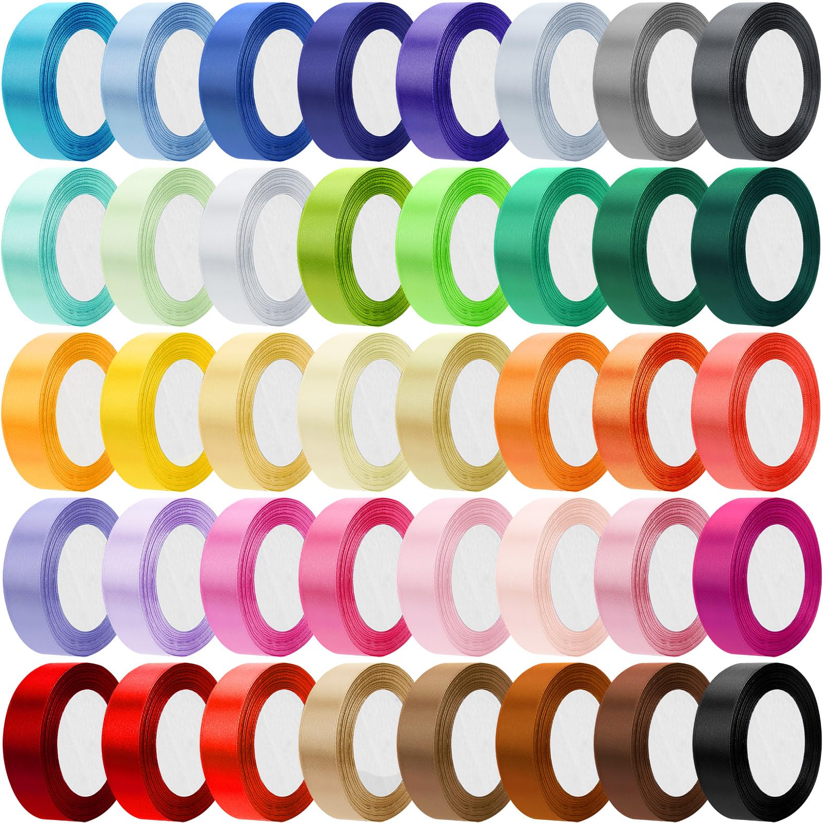Amazon.com: Lyrow 40 Rolls 962 Yard Satin Ribbon 1 Inch Rainbow Ribbon ...