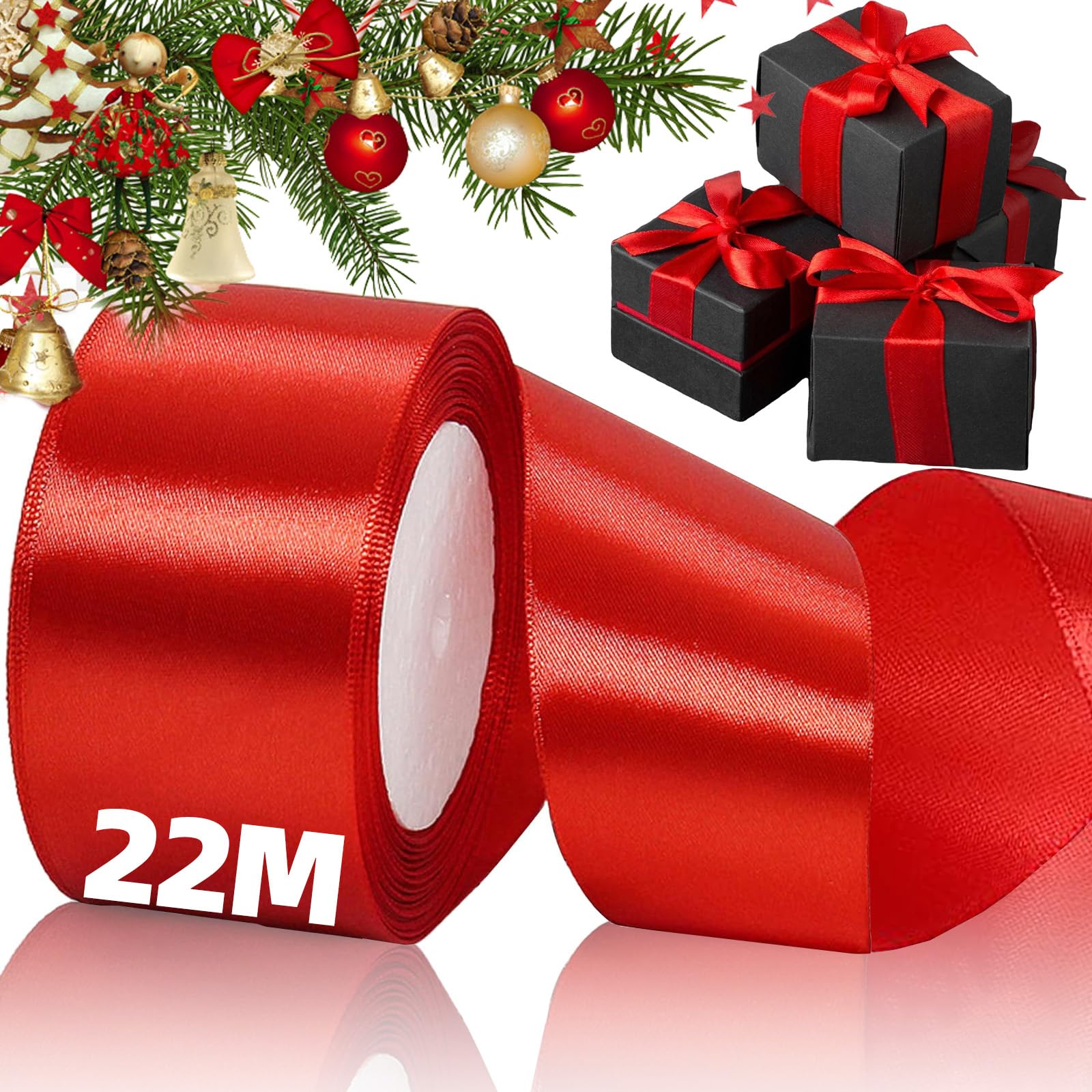 Ruban Satin Rouge, Ruban Cadeau Emballage Large pour Mariage ...