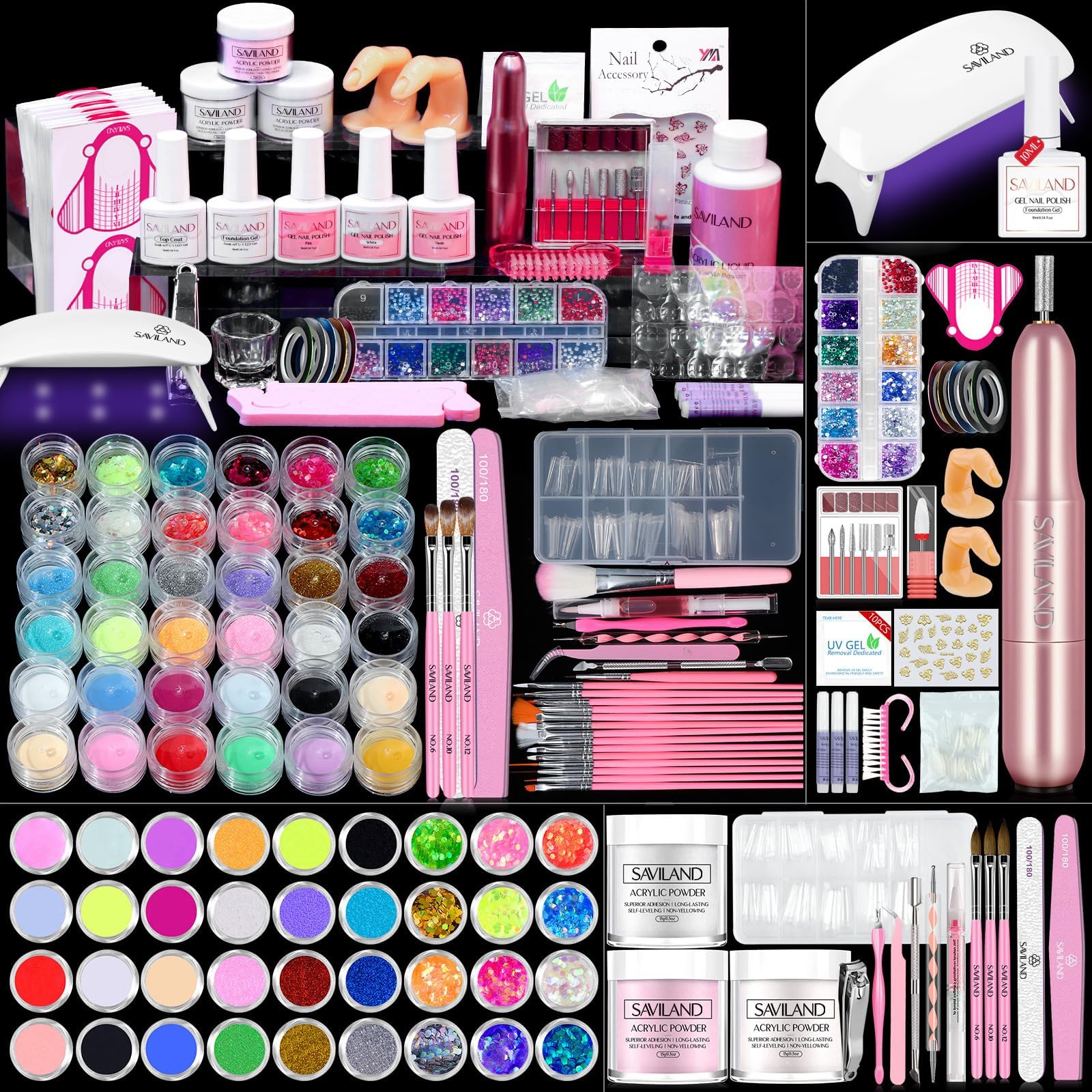 Amazon.com: SAVILAND Acrylic Nail Kit with Nail Drill: Nail Kit for ...