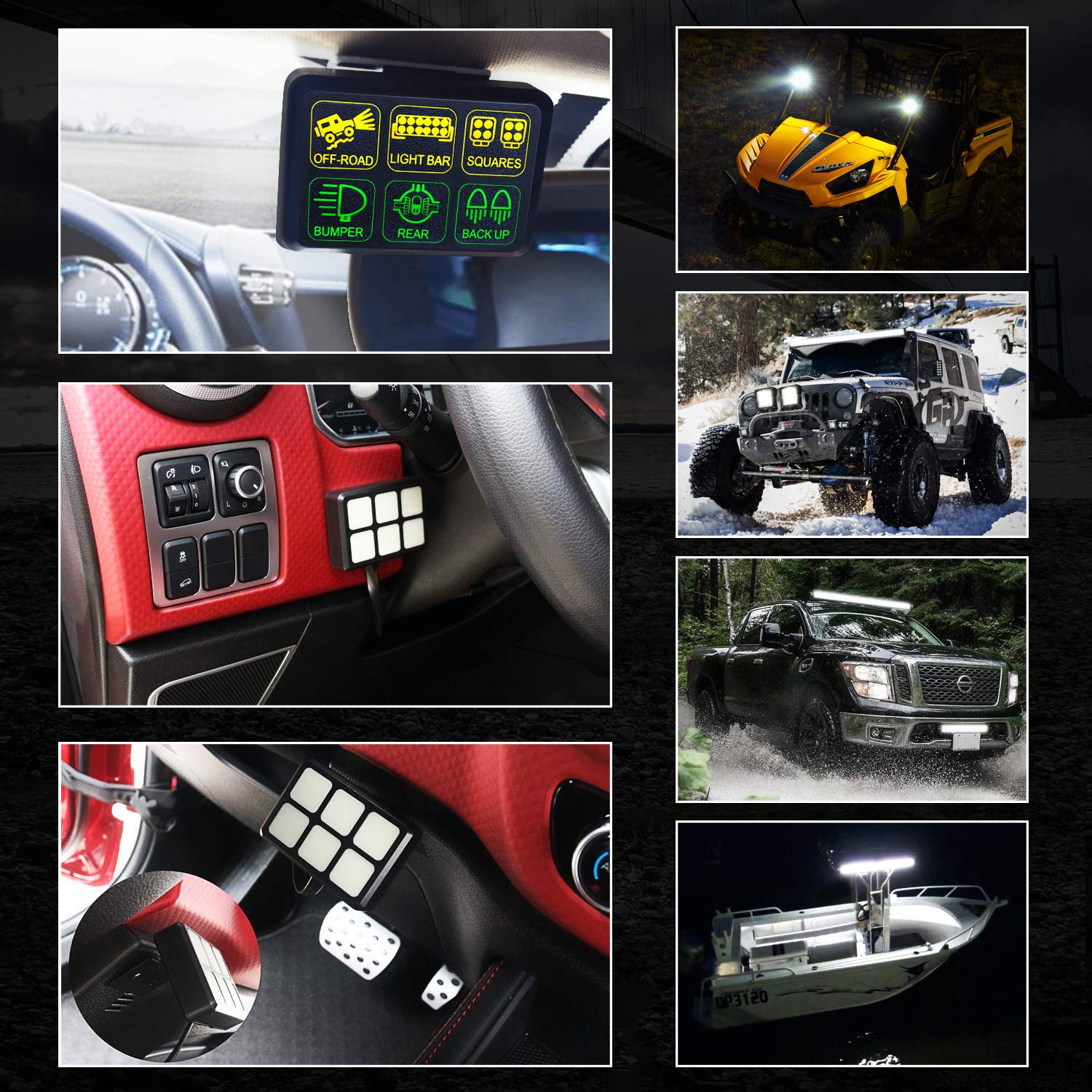 Buy 6 Gang Switch Panel, AKD Part Universal Circuit Relay Fuse Control ...