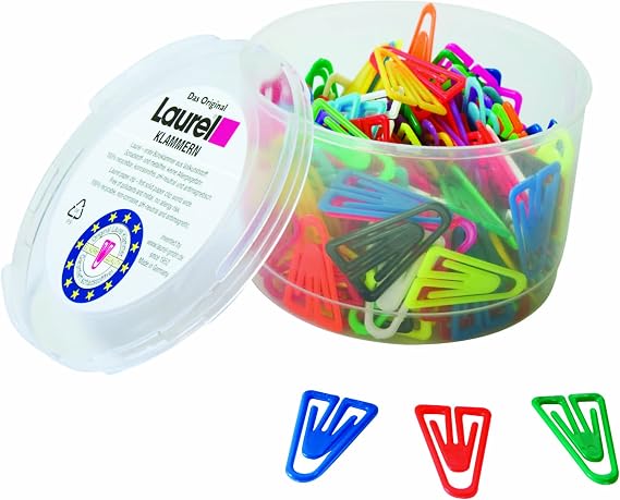 Laurel Paperclips Plastic Non-magnetising 35mm Assorted Colours Ref ...