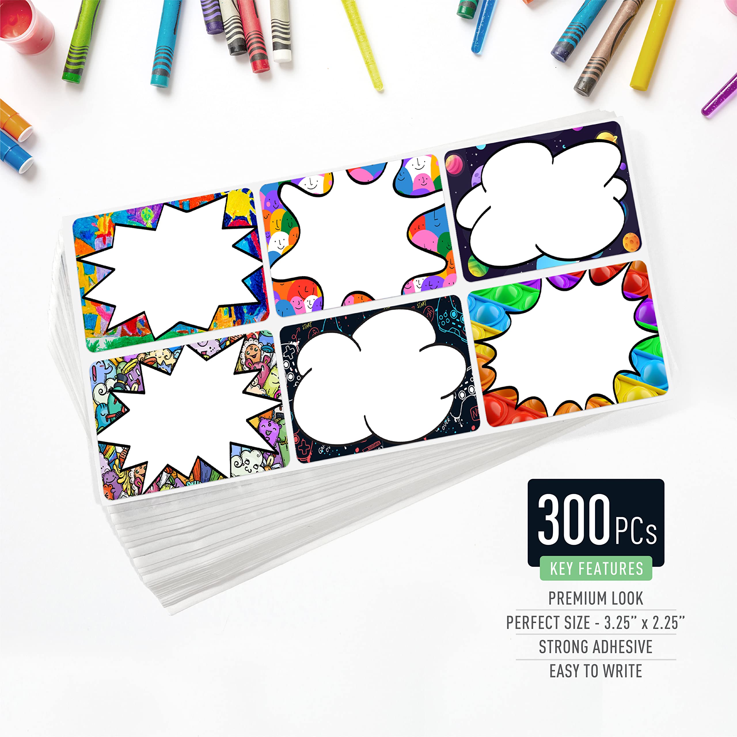 Easykart 300Pcs Colorful Name Tags Labels Stickers 6 Multi Colour ...