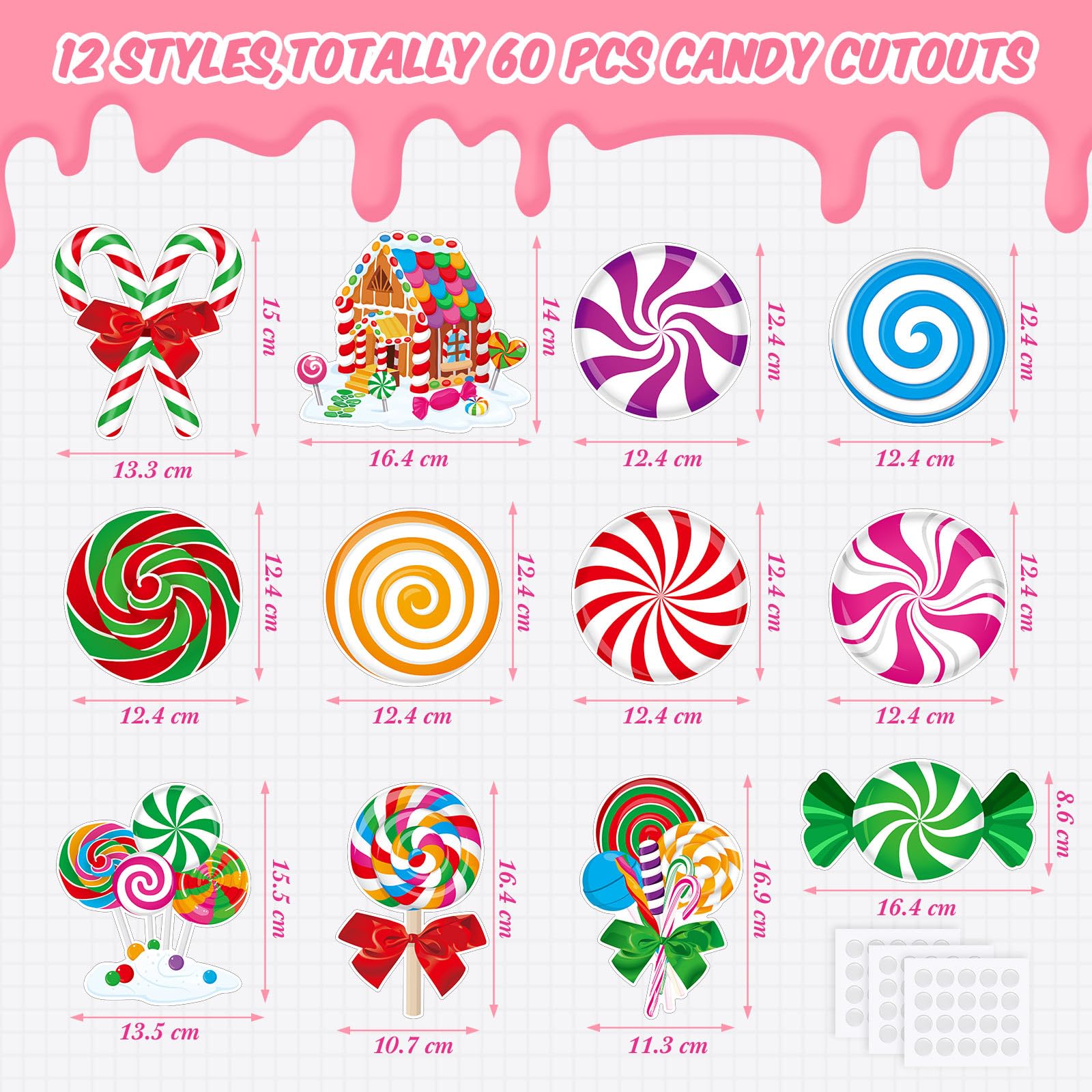 Clabby 60 Pcs Christmas Candy Bulletin Board Decorations Set Candyland ...