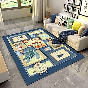 Amazon.com: LHOMKCV Cartoon Sea Animal Area Rug, 4x6ft, Coastal Sea ...
