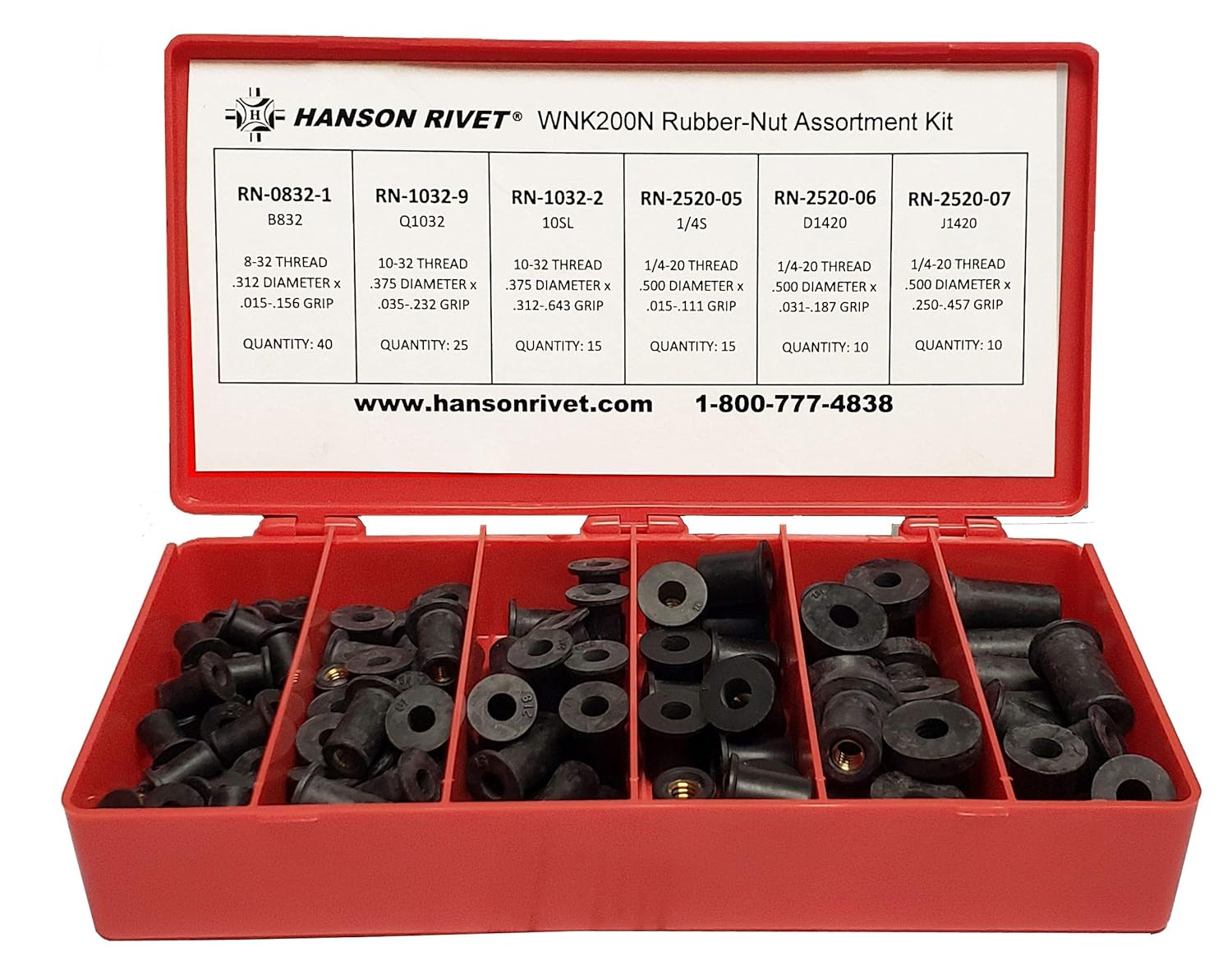 WNK200N Marine Rubber NUT KIT. an Assortment of Over 100 Rubber Inserts ...