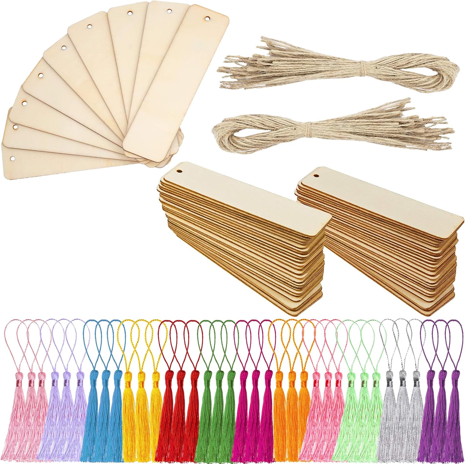 Amazon.com: Ira Pollitt 50 PCS Unfinished Wood Bookmark with 50 PCS ...