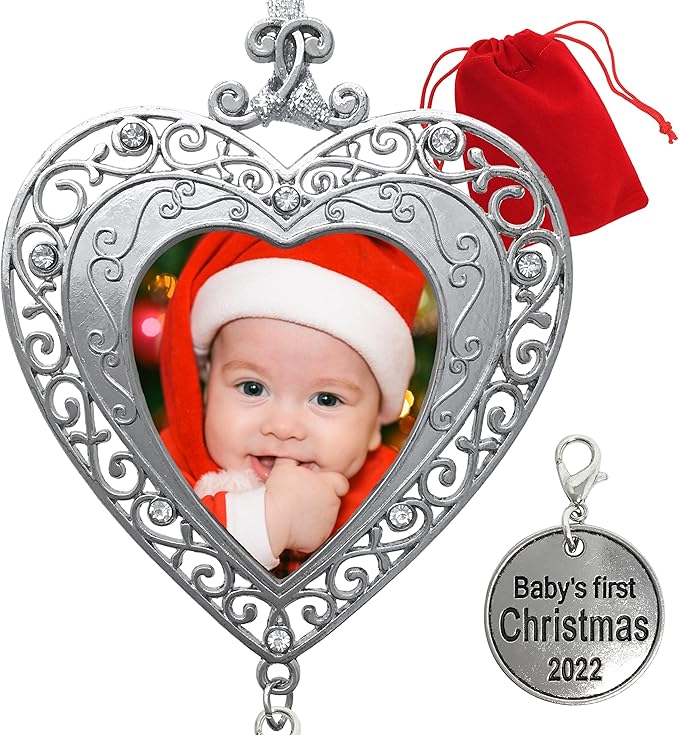 Amazon.com: BANBERRY DESIGNS Baby's First Christmas - 2022 1st Picture ...