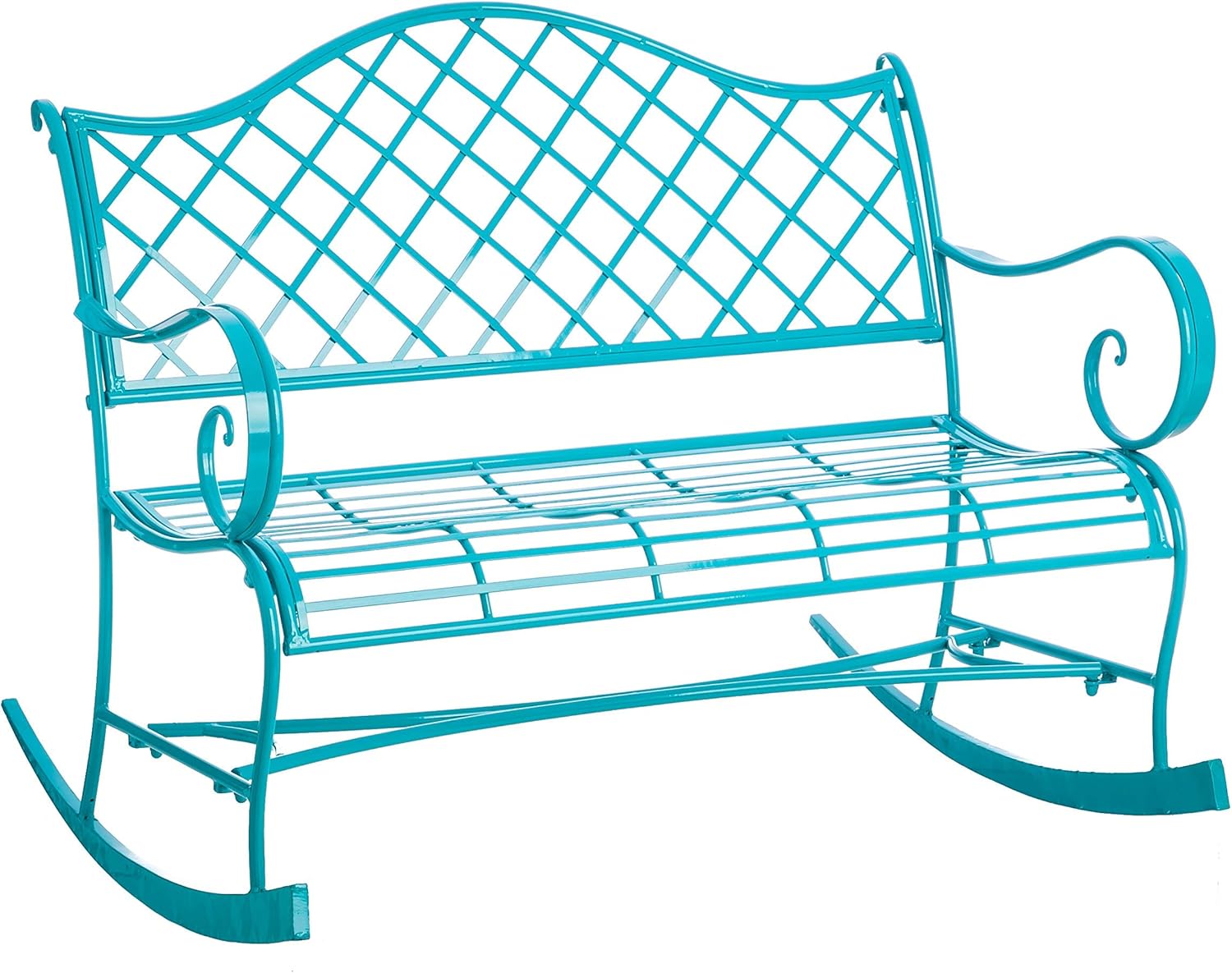 Amazon.com : Gifted Living Powder Coated Metal Rocker Bench, Turquoise ...
