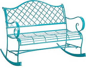 Amazon.com : Gifted Living Powder Coated Metal Rocker Bench, Turquoise ...