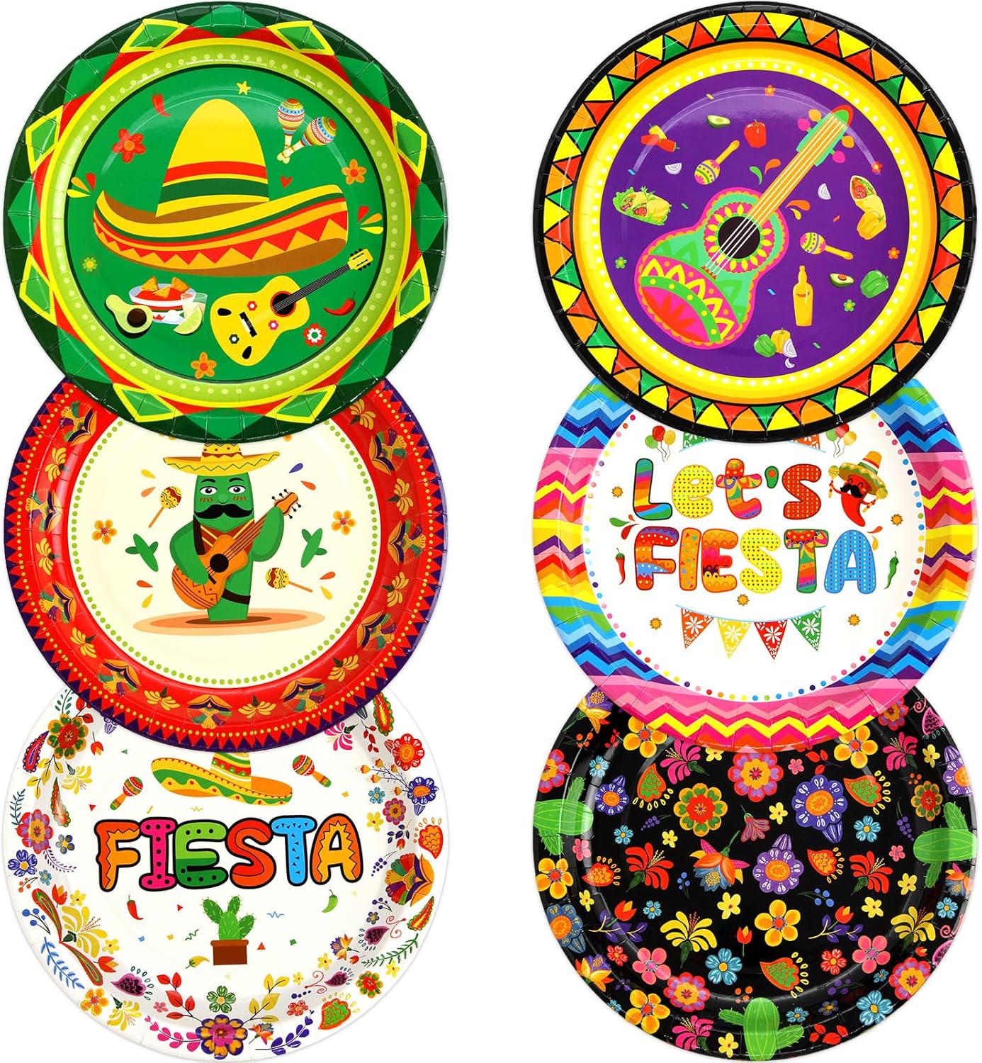 Amazon.com: 24pcs Mexican Fiesta Paper Plates 9 Inches Cinco de Mayo ...