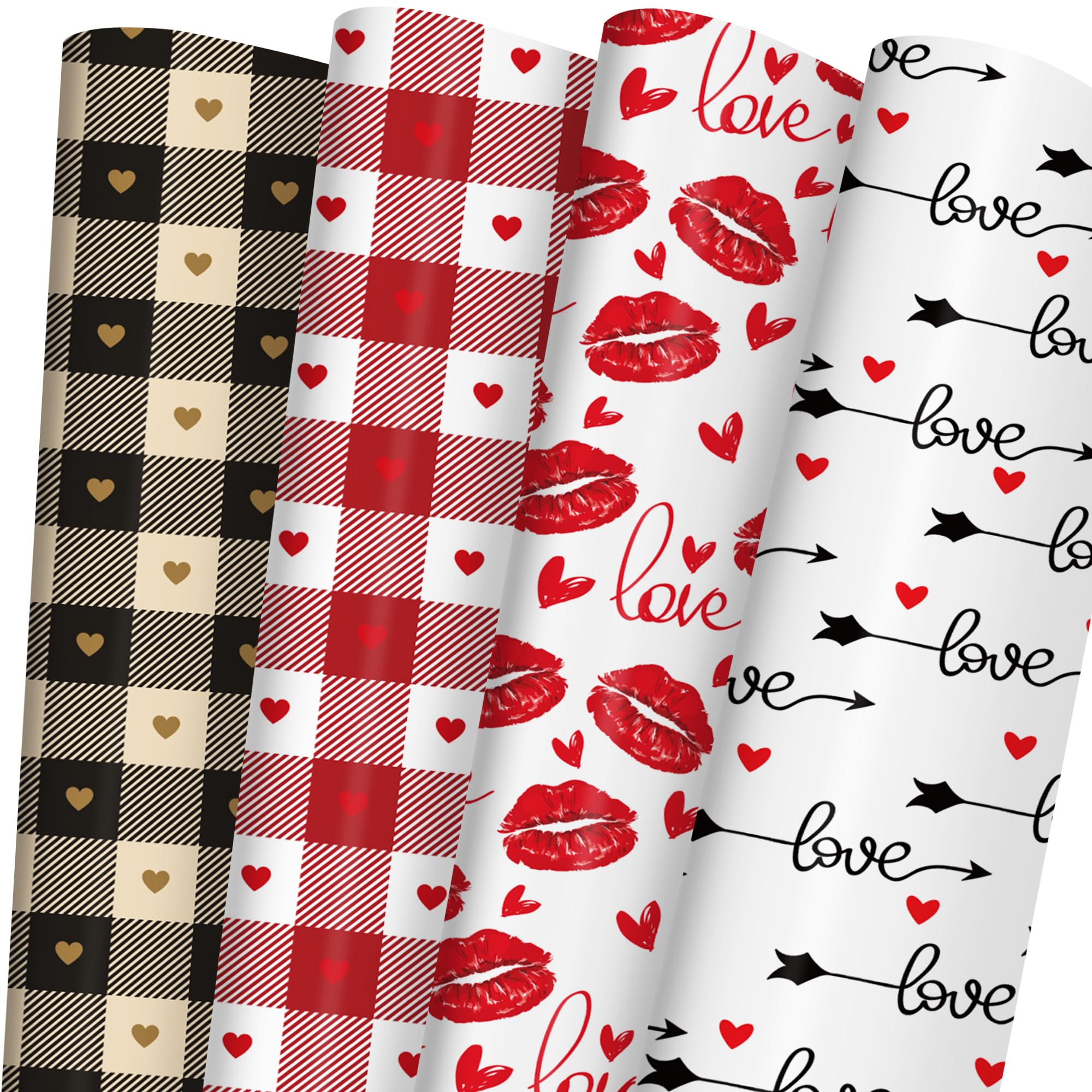 Amazon.com: RiukRaiu Valentine's Day Wrapping Paper for Men Women-Black ...