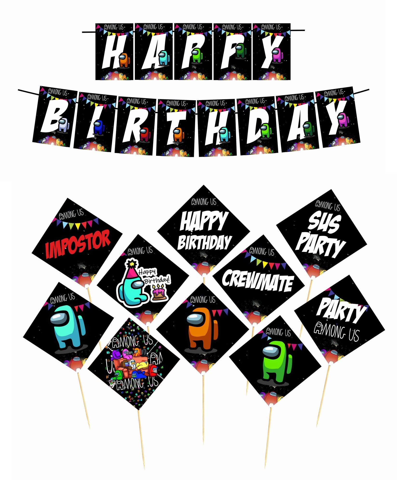Buy Partyzon Among Us Theme Props Banner Swirls for Among Us Theme ...