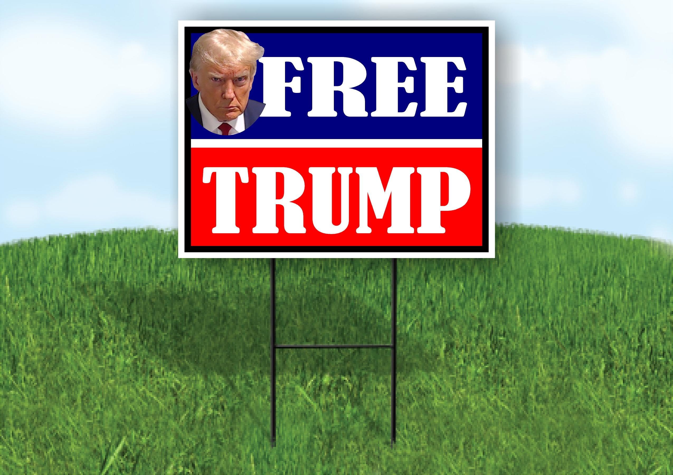 Amazon.com : FREE TRUMP RED BLUE 18 in x24 in Yard Sign Road Sign with ...