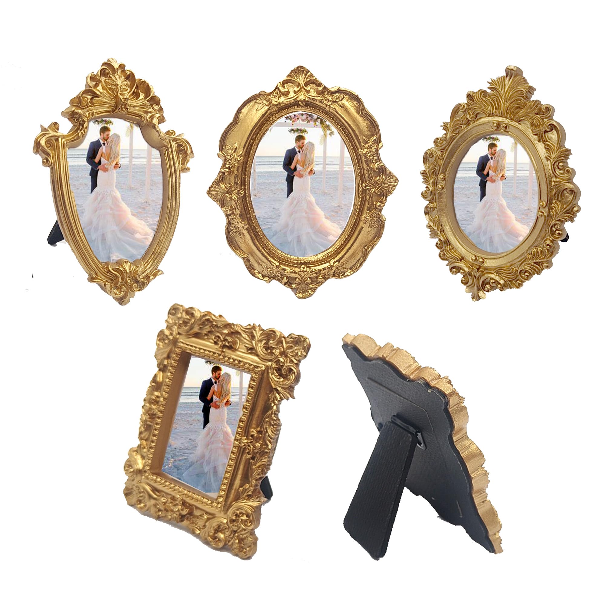 Amazon.com - mozhixue 5 Pcs Mini Gold Frames - Small Gold Vintage ...