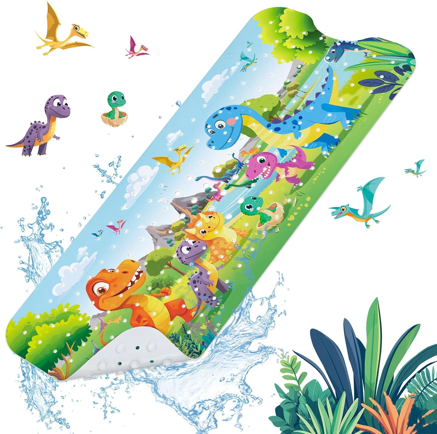 Amazon.com: SHUCHING Baby Dinosaur Bath Mat for Tub Non Slip-40 X 16 ...