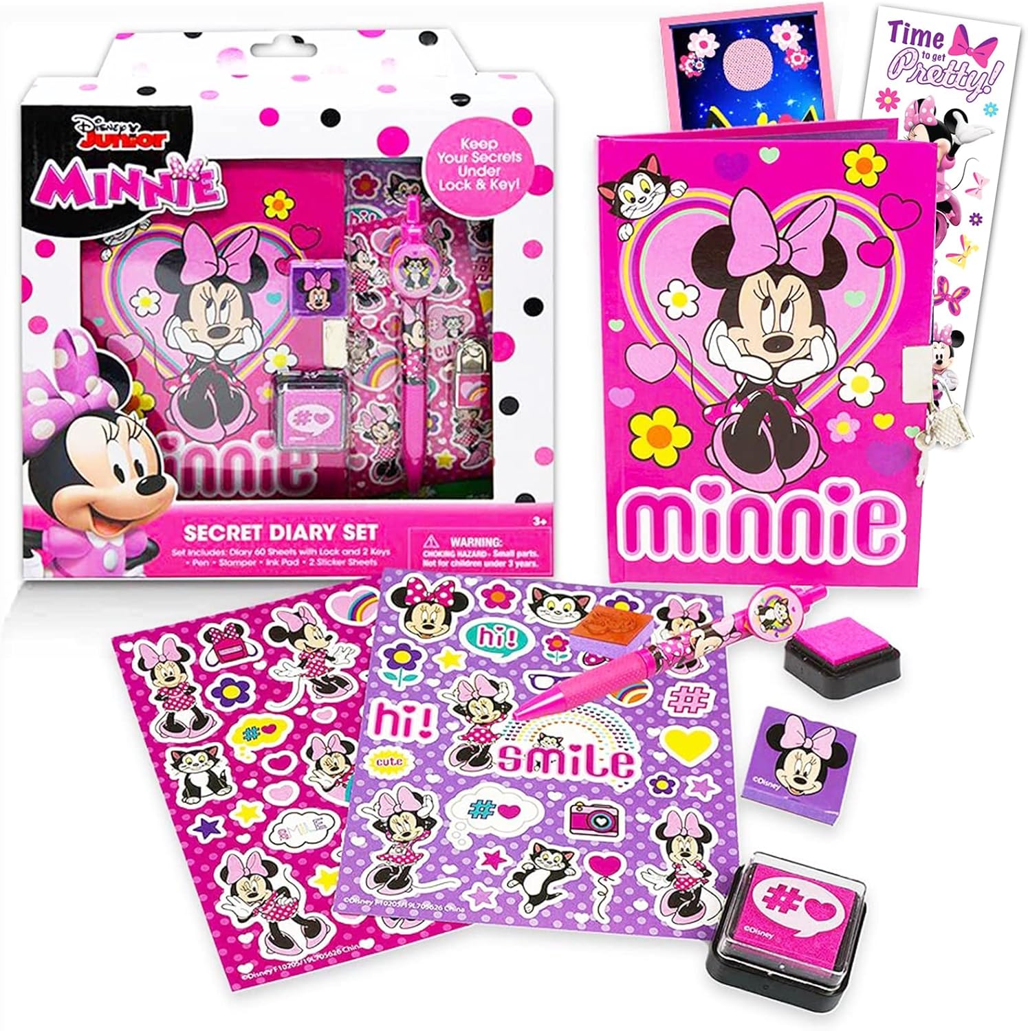 Amazon.com: Disney Minnie Mouse Diary Bundle ~ 9 Pc Minnie Mouse ...