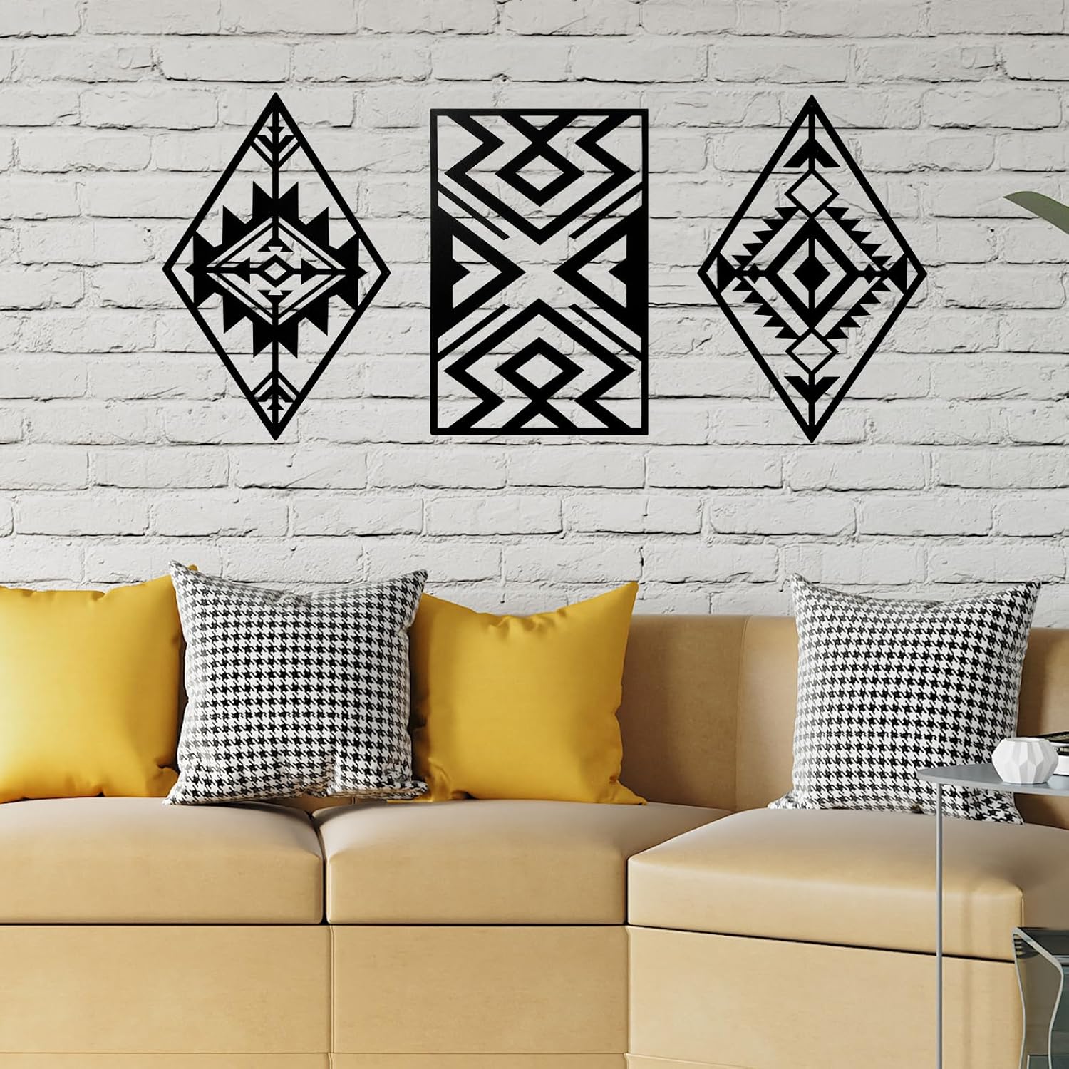 Amazon.com: Pelopy 3 Pcs Metal Aztec Wall Decor Geometric Farmhouse ...