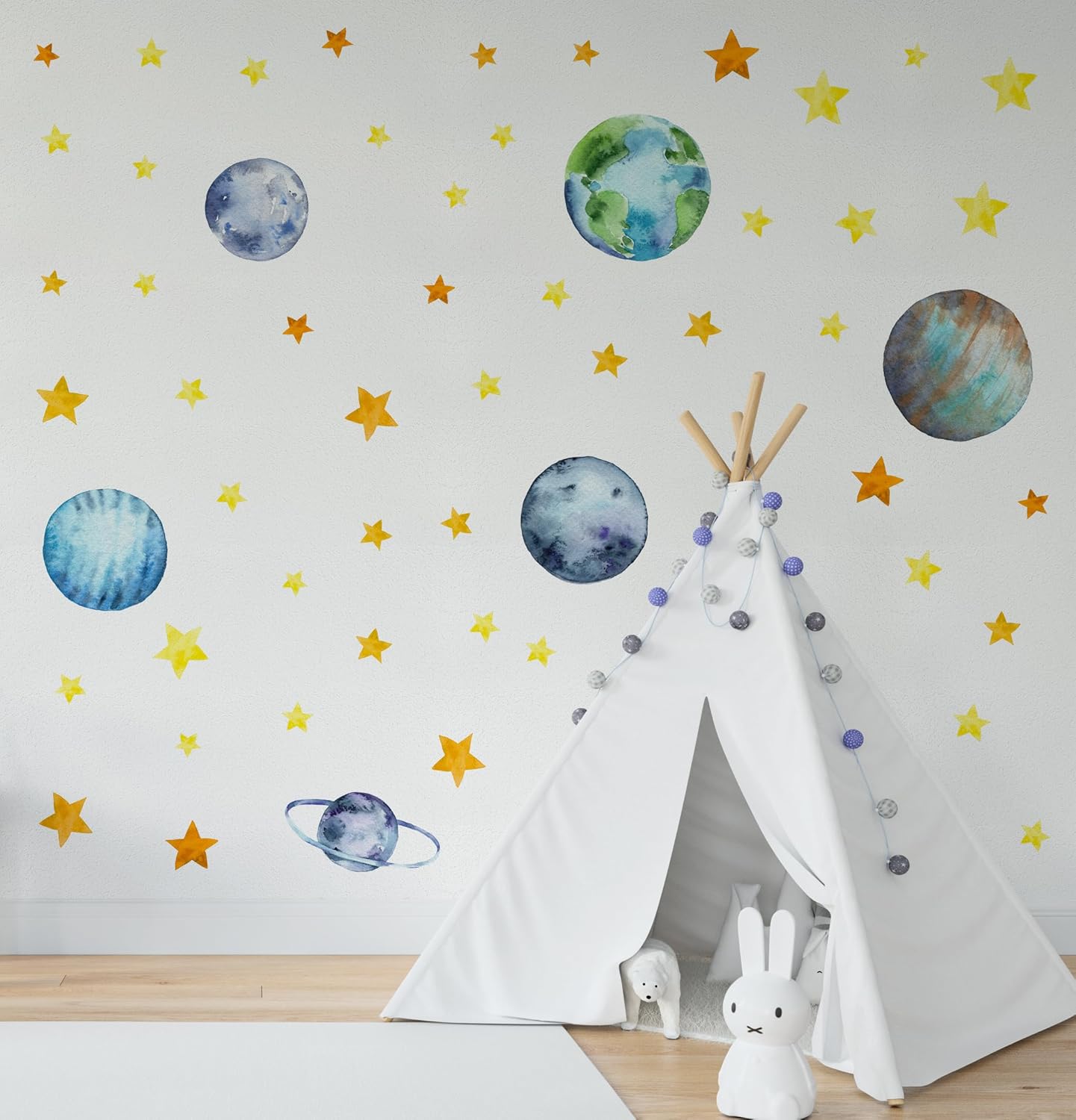 Amazon.com: COCODECO Planets and Earth Wall Decals Galaxy Wall Stickers ...