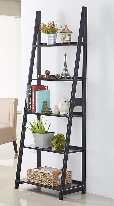 Amazon.com: PJ Wood 5 Tier A-Frame Ladder Shelf - Black : Home & Kitchen