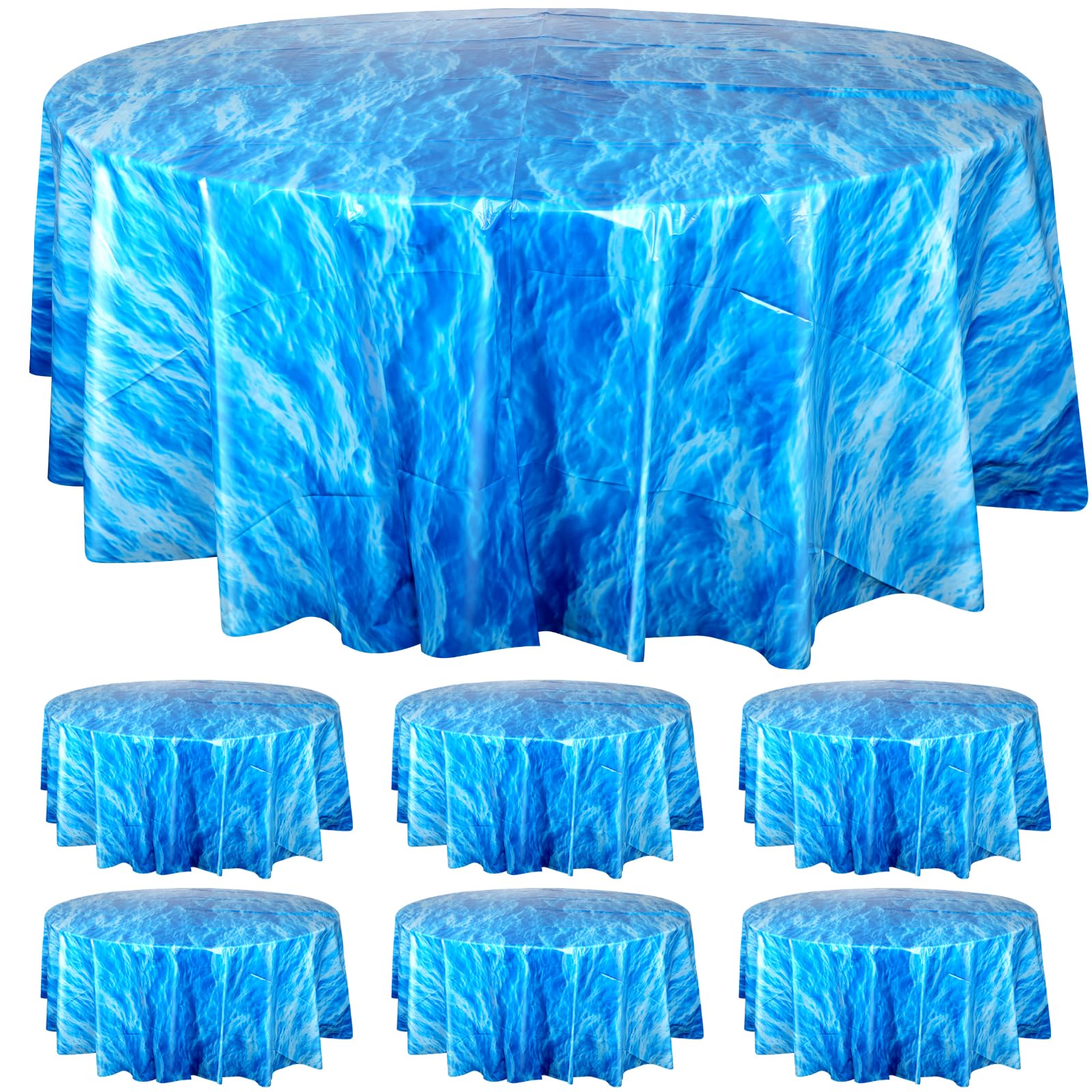 Amazon.com: Hallswl 6 Pcs Round Ocean Waves Tablecloths Disposable ...