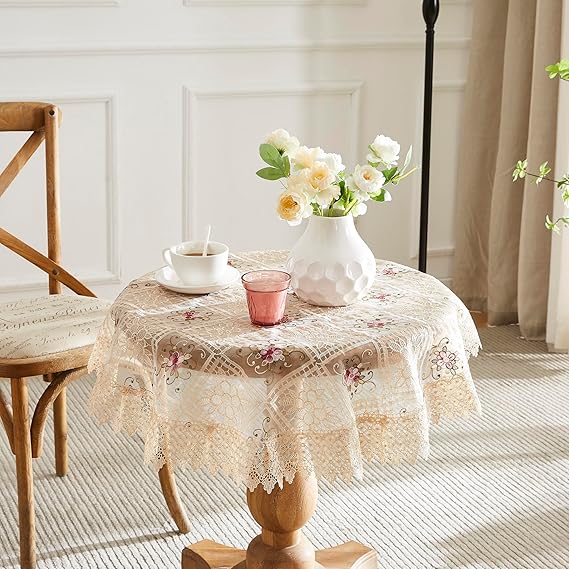 Amazon.com: Warm Home Designs 36 Inch Round Tablecloth - Gold Crochet ...